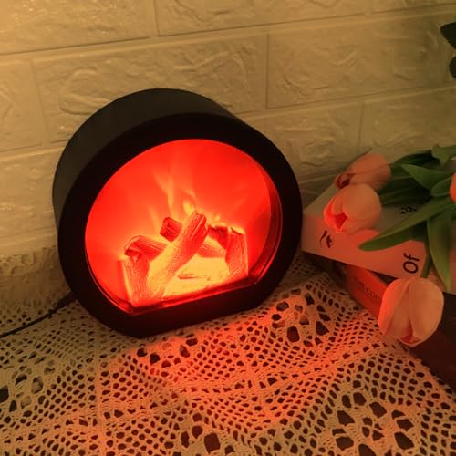 Fireplace Decorative Lantern, Battery Powered USB Rechargeable Desktop ...