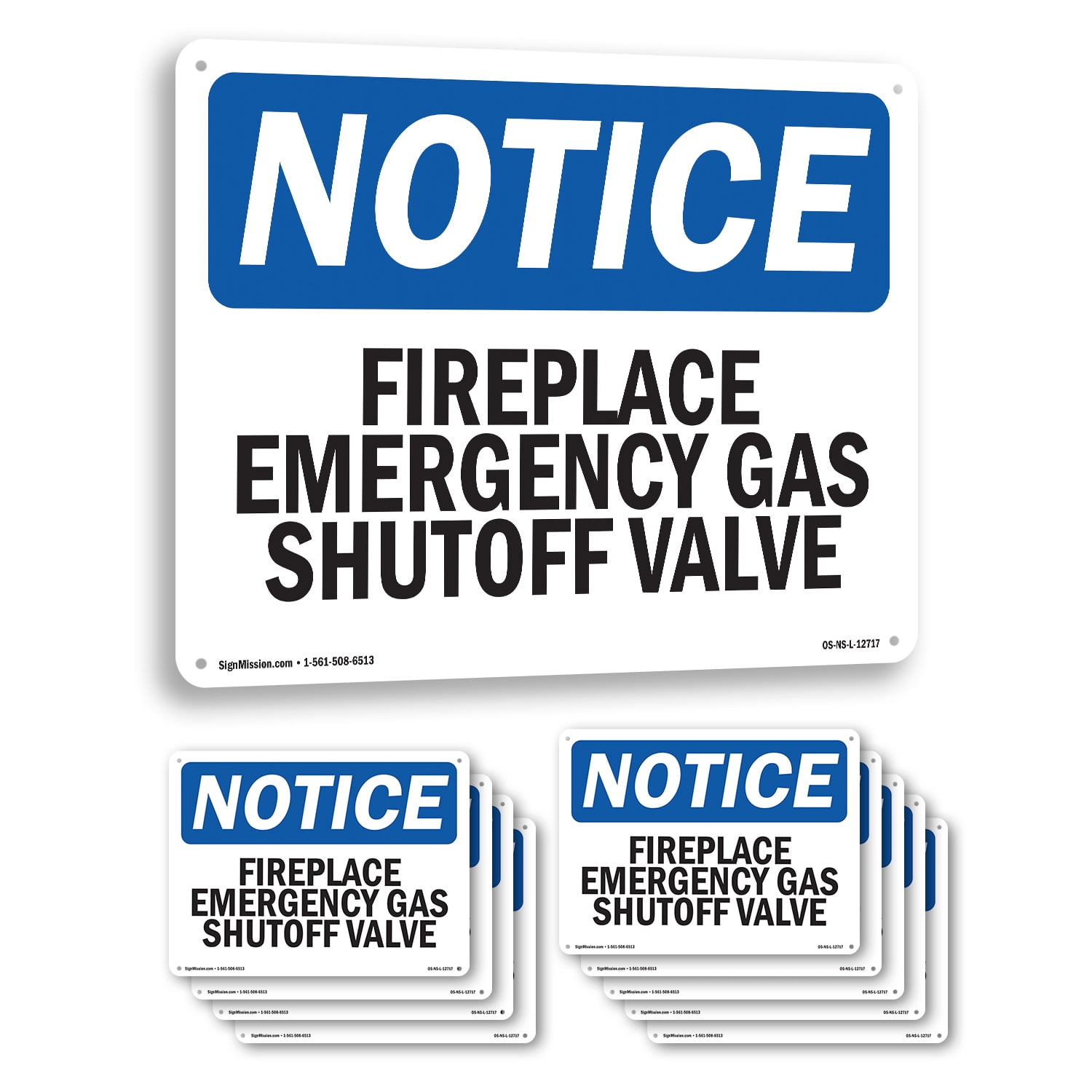 Fireplace Emergency Gas Shutoff Valve OSHA Notice Rigid Plastic Sign 18 ...