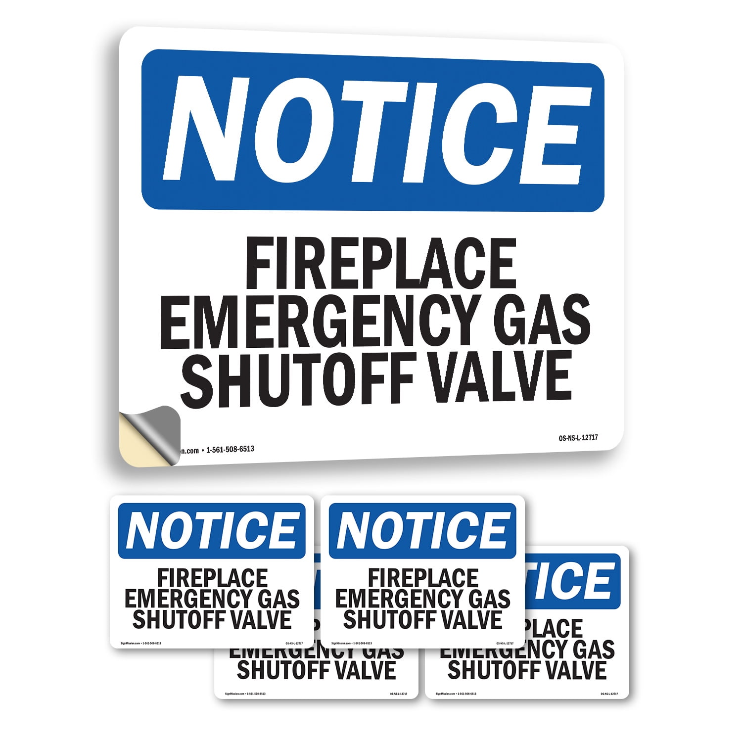 Fireplace Emergency Gas Shutoff Valve OSHA Notice Vinyl Decal Label 10 ...
