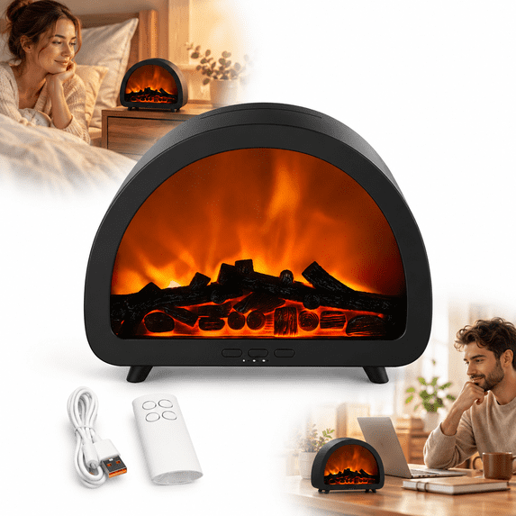 Fireplace Essential Oil Diffuser with Remote Control, 200 mL USB ...
