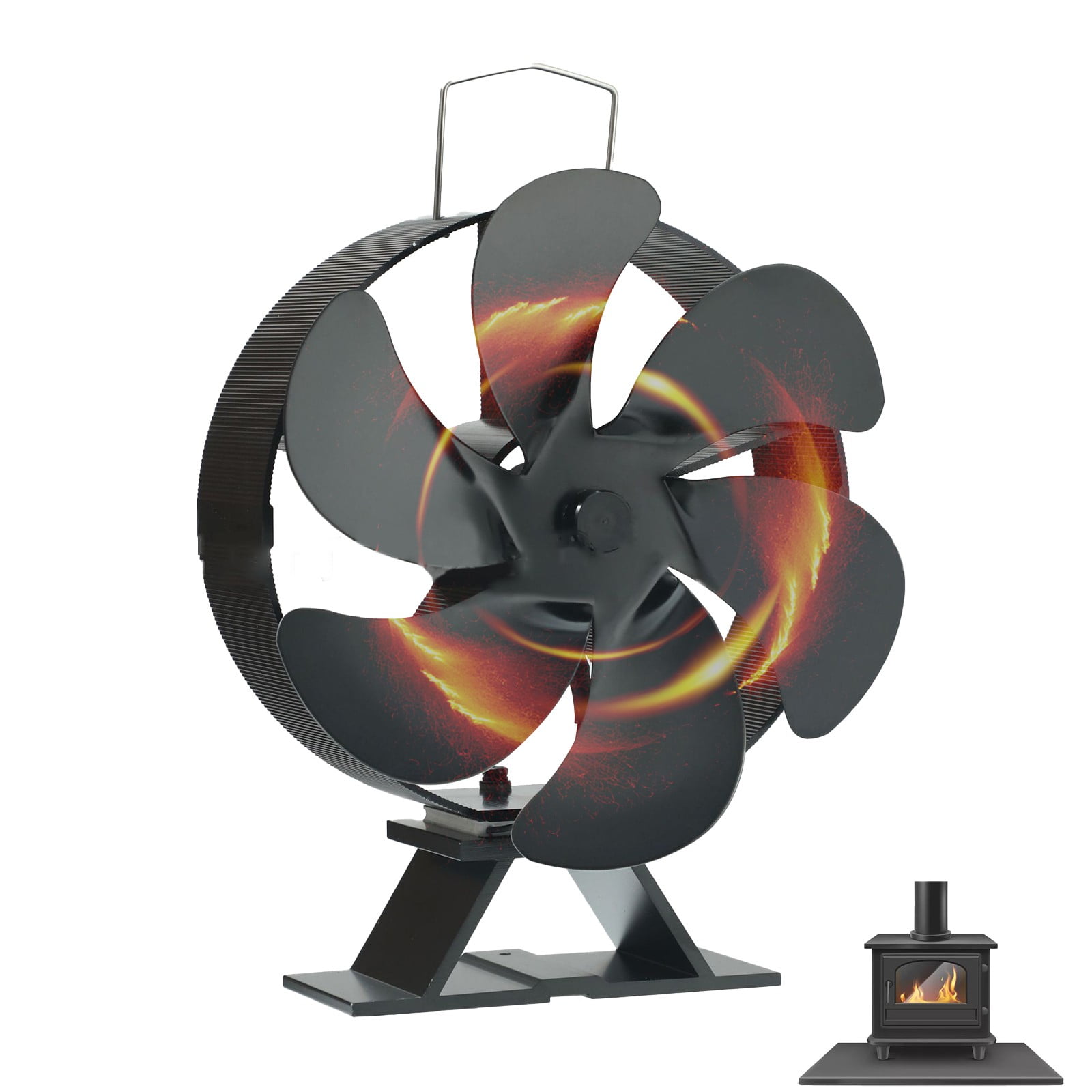 Fireplace Fan 6 Blade Furnace Fan Unpowered Quiet Running Round ...