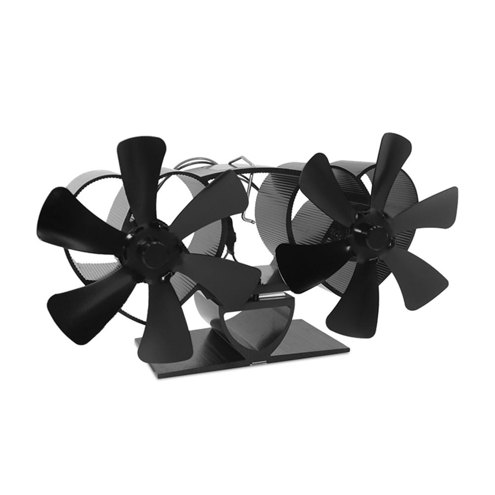 Fireplace Fan Double Head 12 Blade Furnace Fan Wall Mounted Unpowered ...