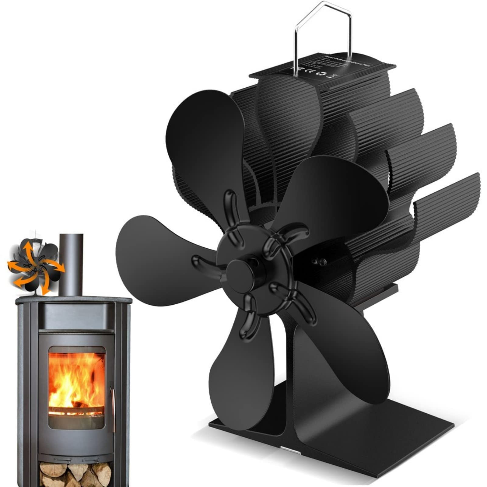 PANDA100 Fireplace Fan, Heat Powered Wood Stove Fan, Silent Eco Stove ...