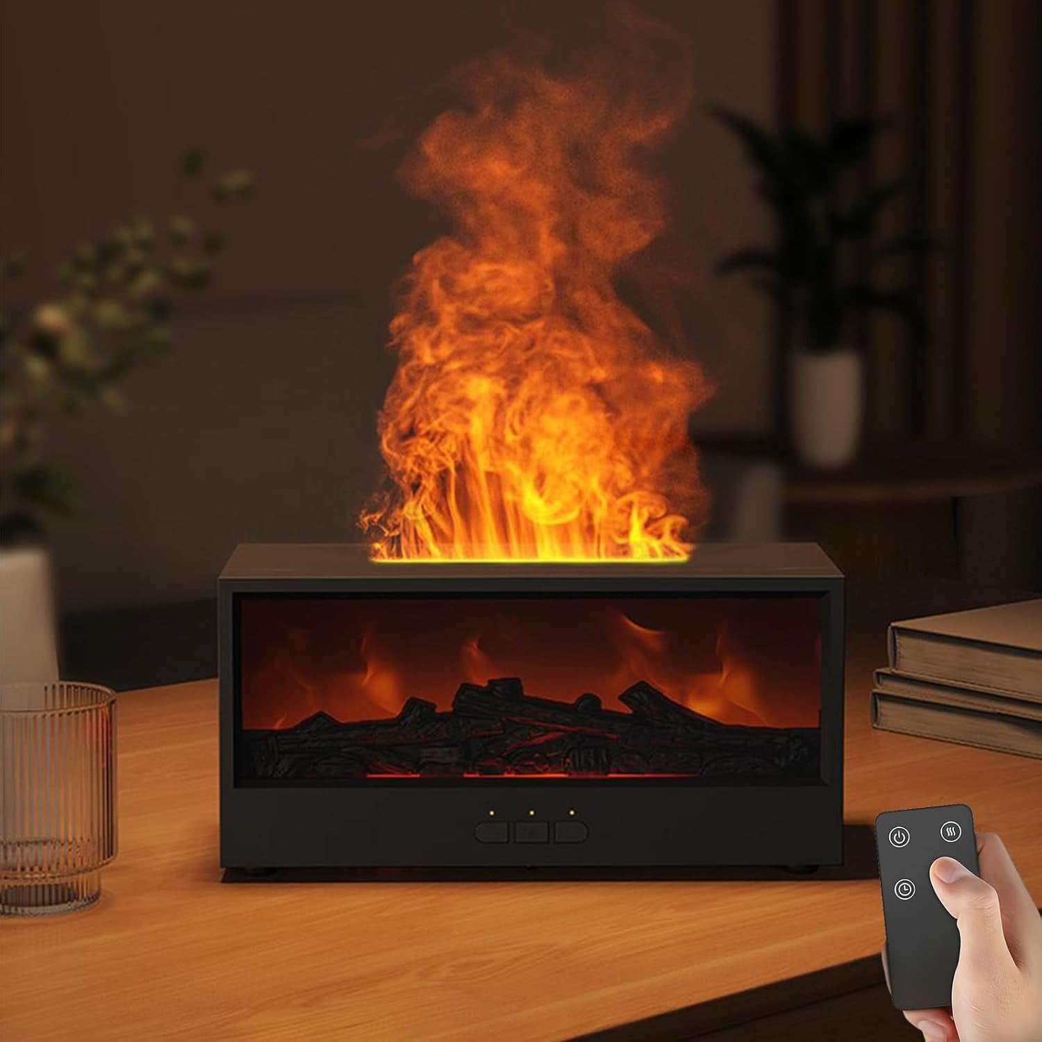 Fireplace Flame Air Diffuser Humidifier,7 Colors Essential Oil Diffuser ...