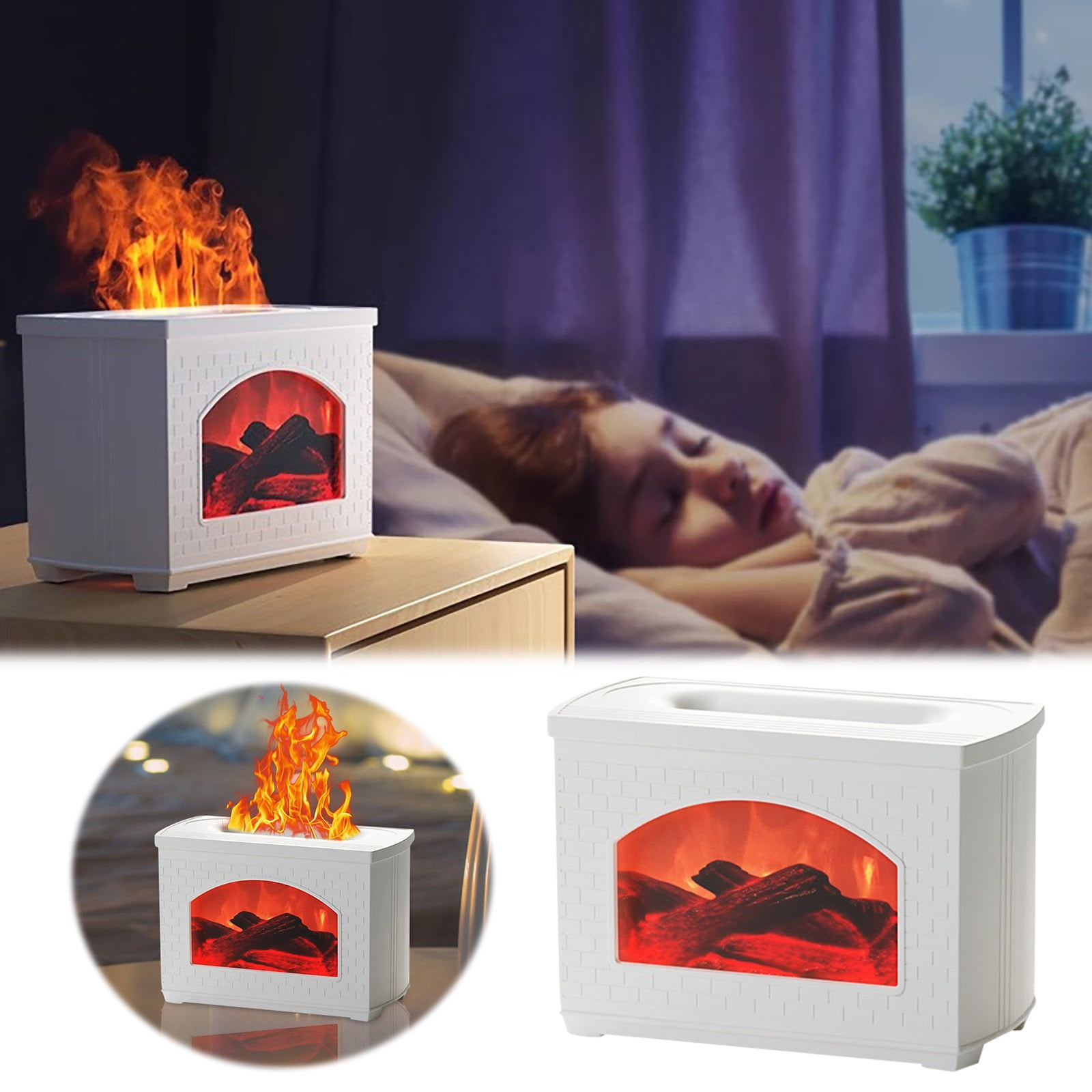 Fireplace Flame Aromatherapy Humidifier with Oil Diffuser for Relaxing ...