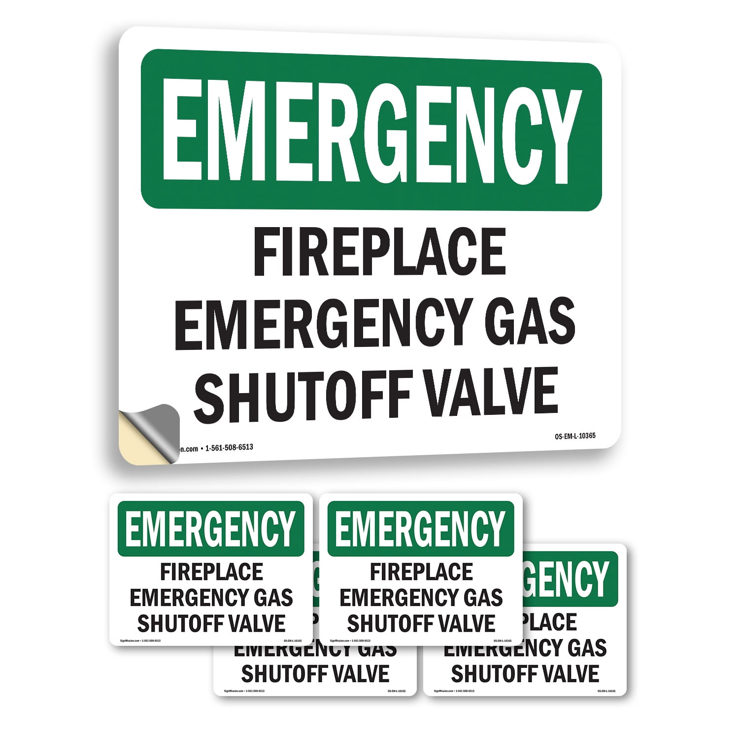 Fireplace Gas Shutoff Valve OSHA Emergency Vinyl Decal Label 7 Inch x 5 ...