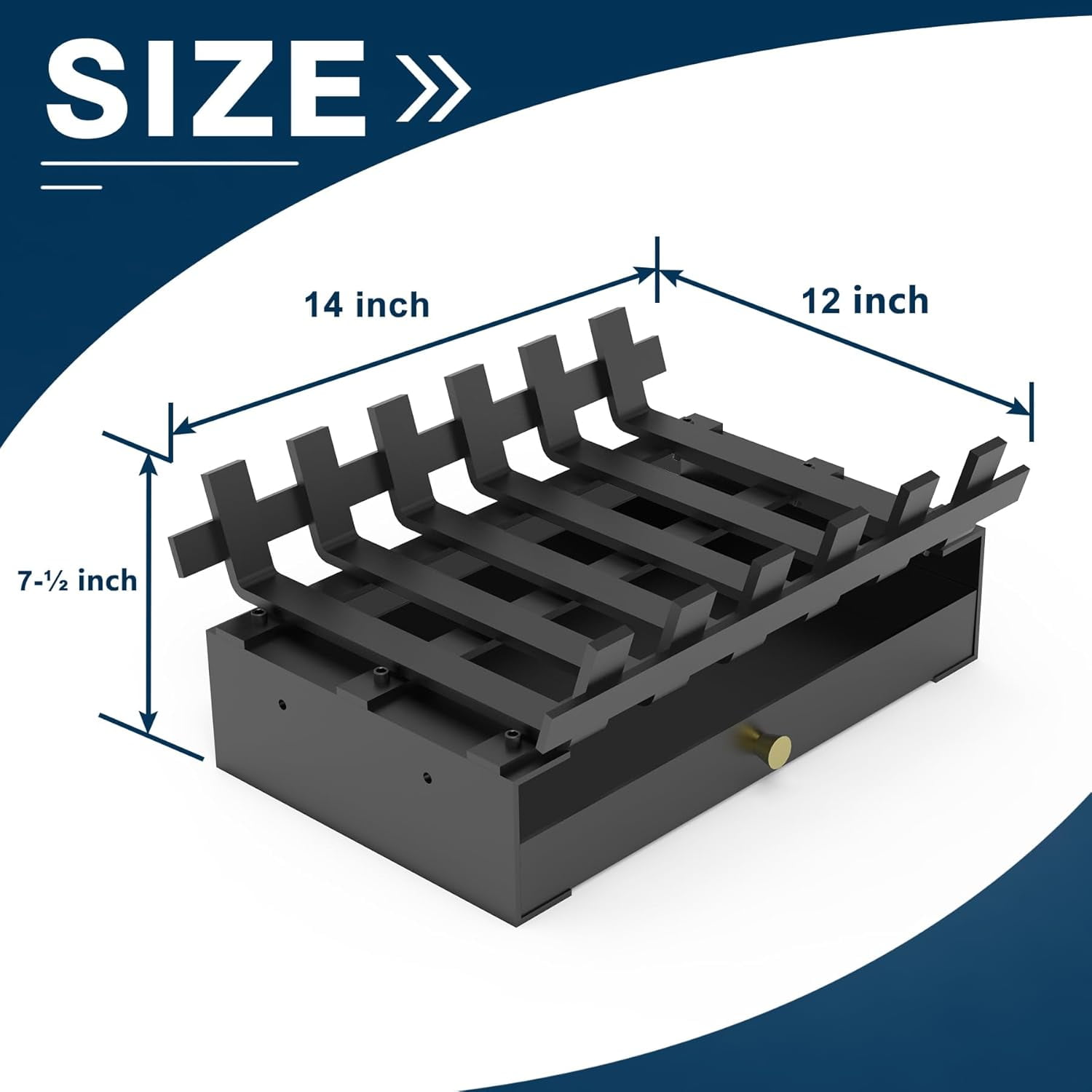 Fireplace Grate with Ash Tray Kit, 14 Inch Wide Heavy Duty Solid Steel ...