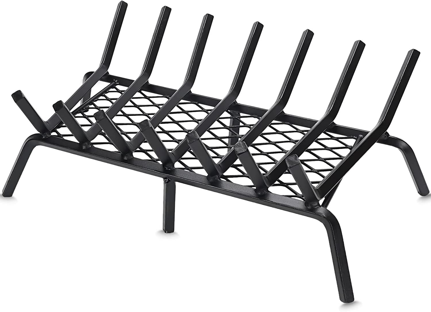 Fireplace Grate with Ember Retainer, 24" Heavy Duty Cast Iron Indoor ...