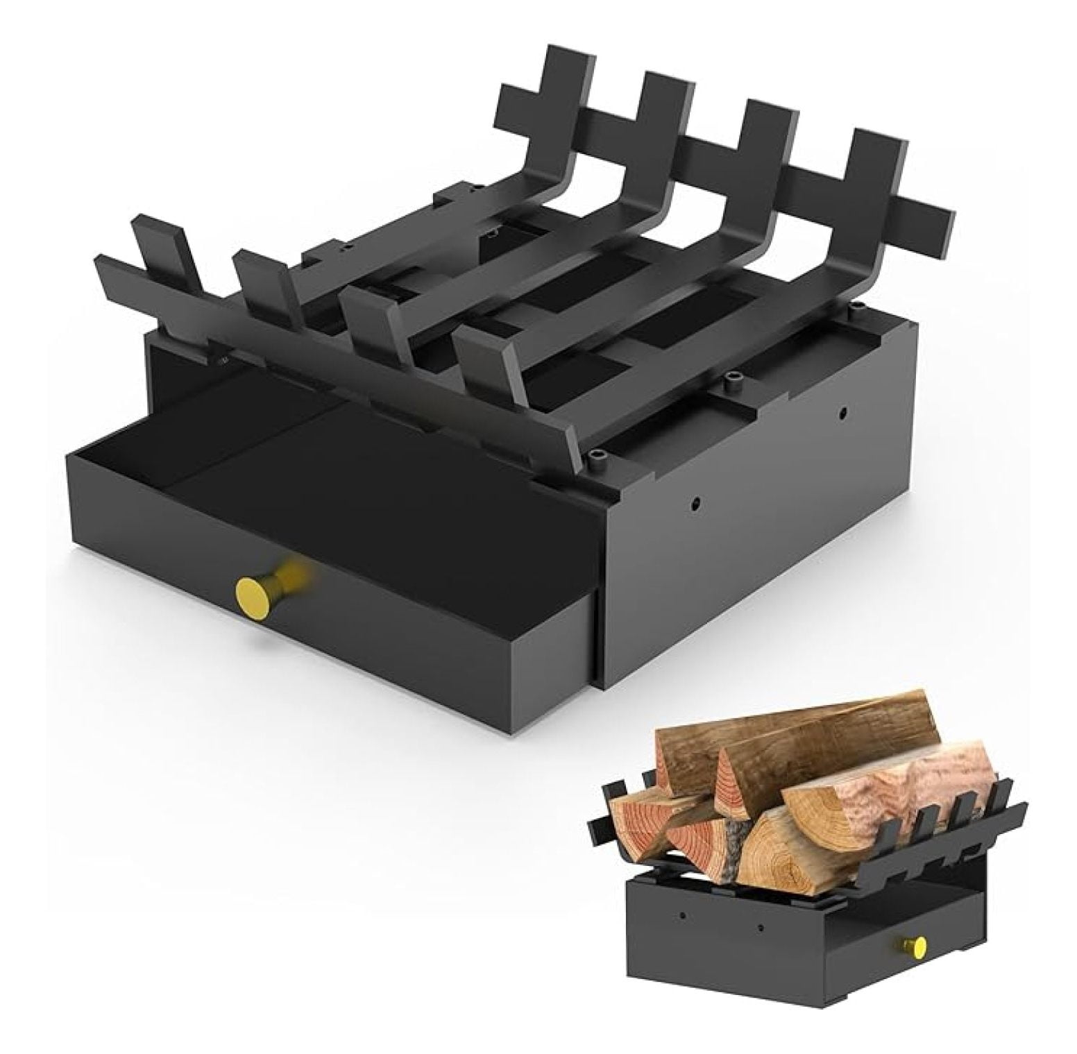 Fireplace Grate with Tray Kit,10 Inch Wide Heavy Duty Solid Steel Bar ...