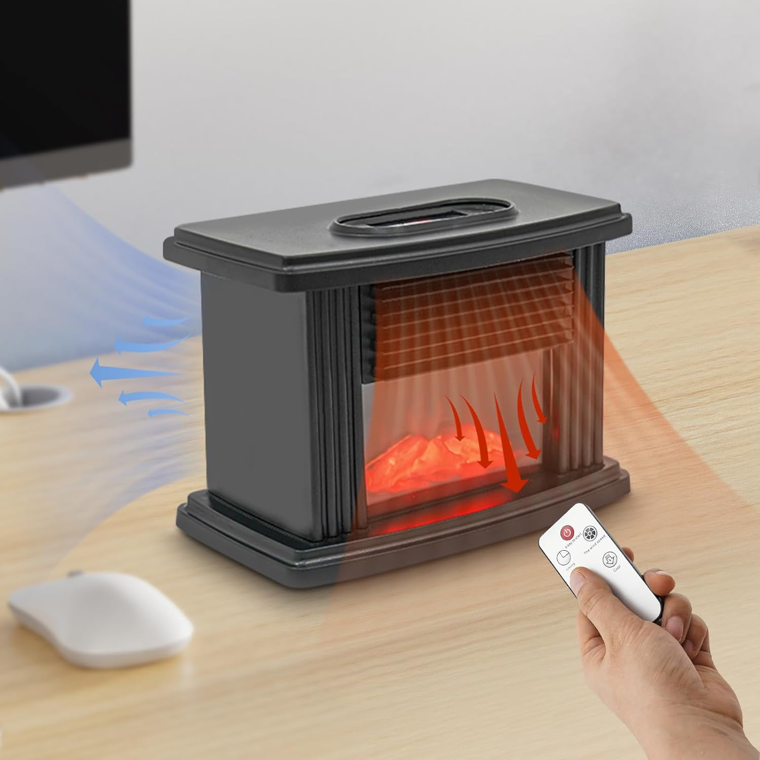 Fireplace Heater,Mini Fireplace Heater Portable with Realistic 3D Flame ...