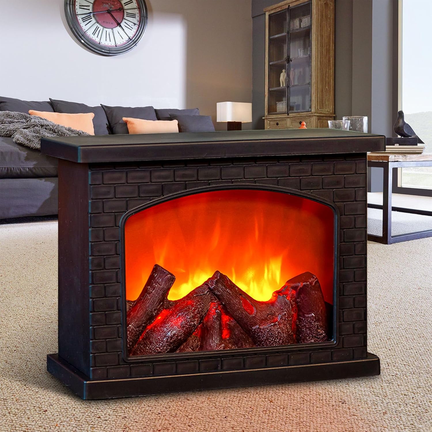 Fireplace Lanterns Decorative,Small Fake Fireplace,Flame Effect LED ...