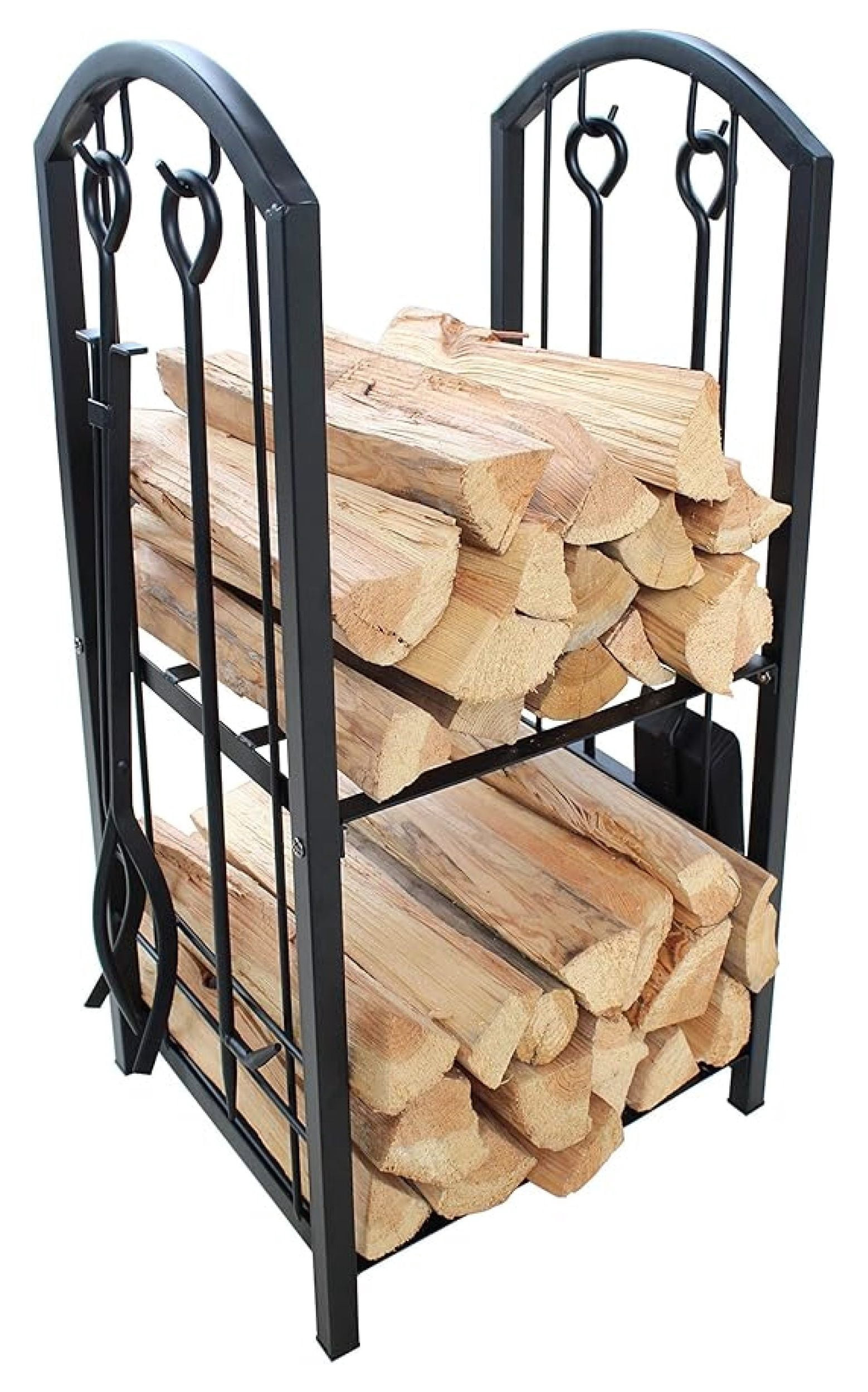Fireplace Log Rack with 4 Tools Indoor Outdoor Fireside Firewood ...