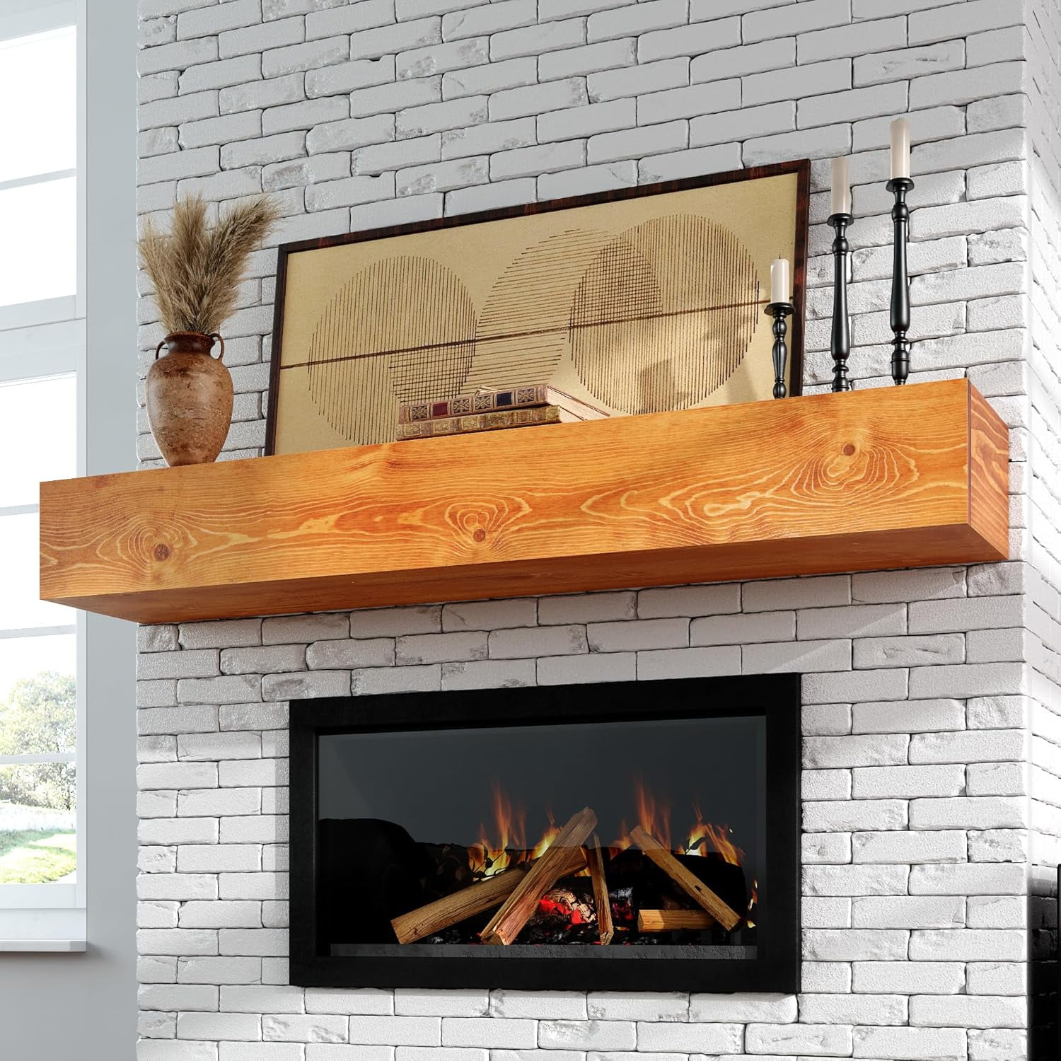 Fireplace Mantel - Floating Mantel Shelf, Wood Mantels for Over ...
