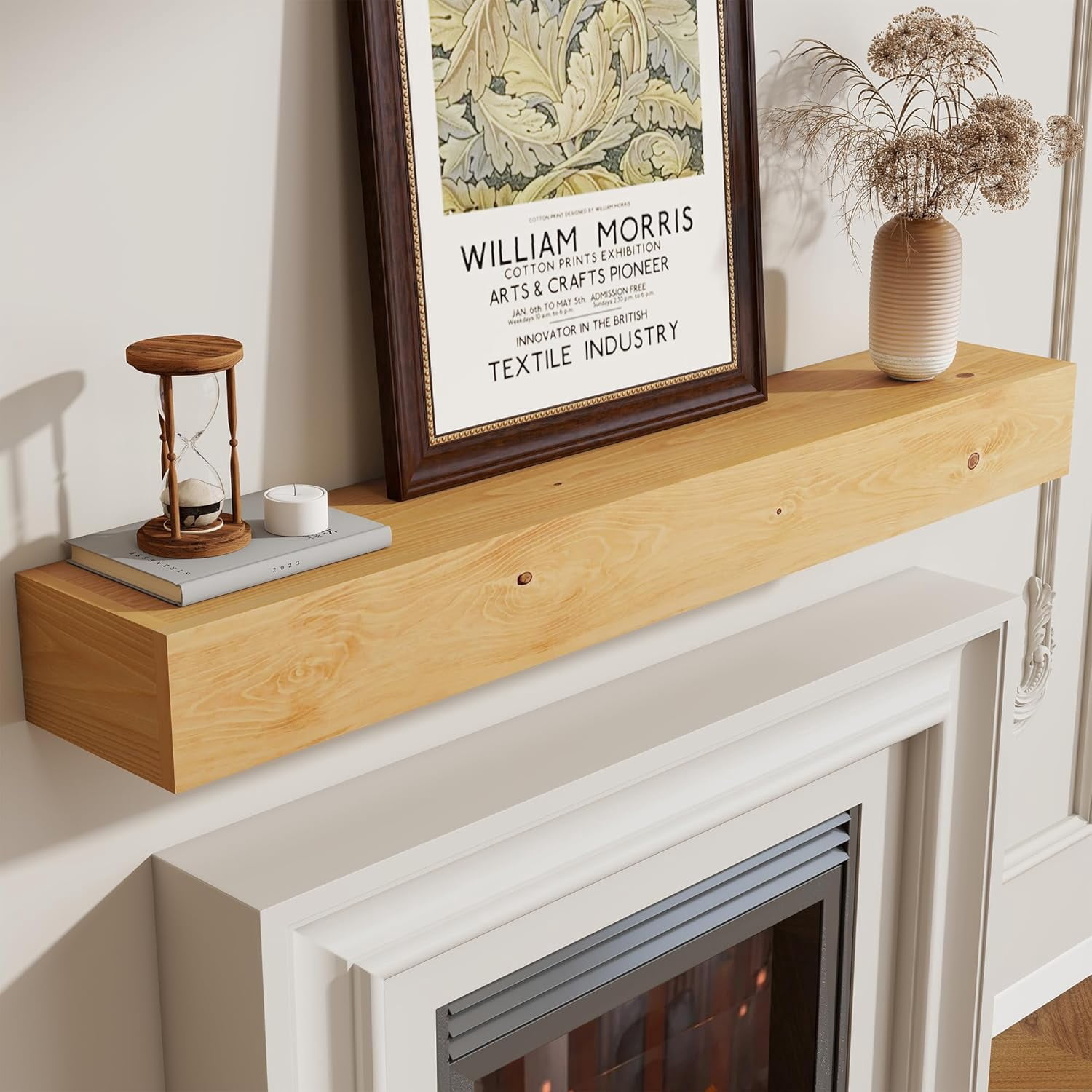 Fireplace Mantel Shelf 72 Inch Rustic Handcrafted Wood Mantles for Over ...