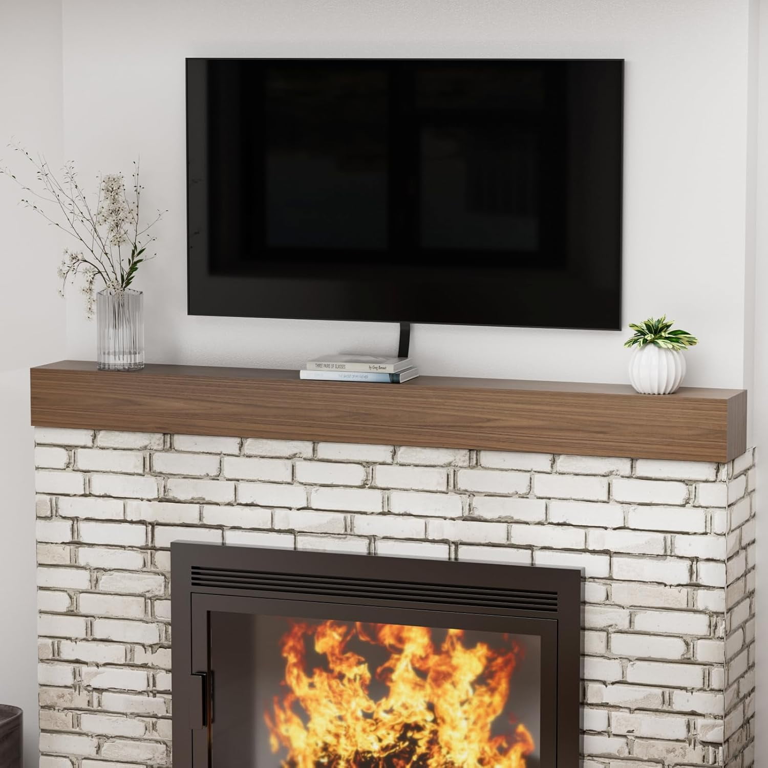 Fireplace Mantel Shelf 72 X 8 X 6 Inch, Handcrafted Solid Mantel for ...