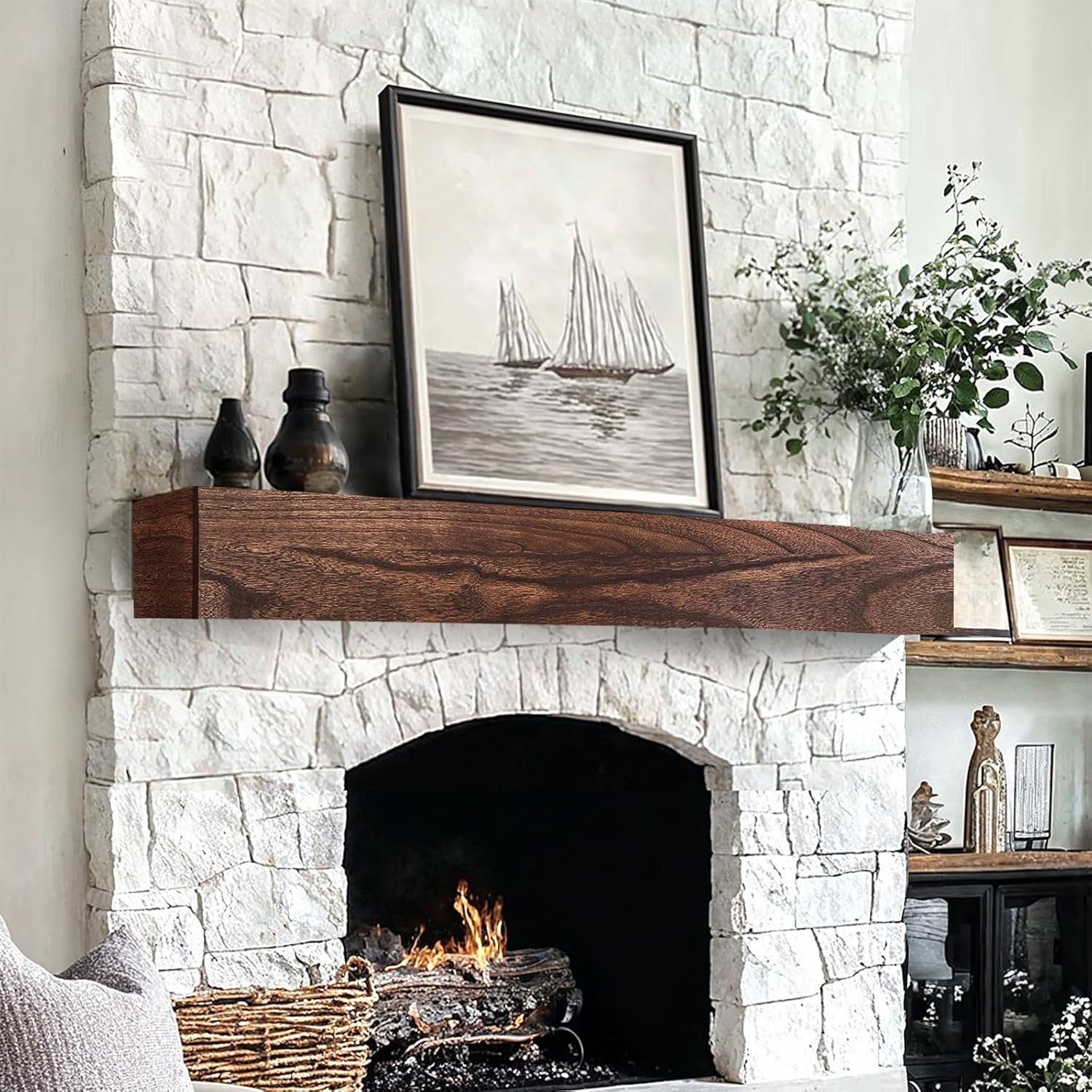 Fireplace Mantel Shelf Wooden Floating Shelf for Over Fireplace ...