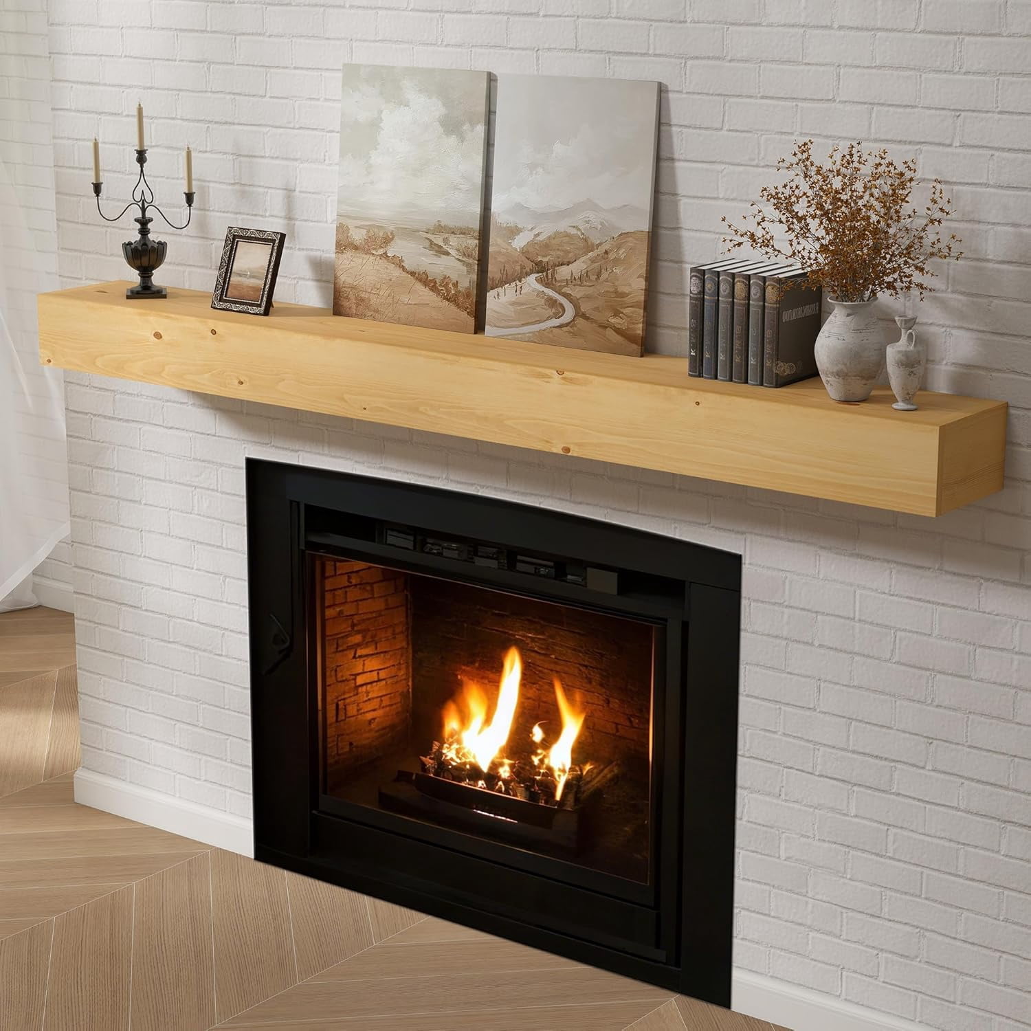 Fireplace Mantel Solid Wood Mantel Shelf Handcrafted Rustic Handcrafted ...