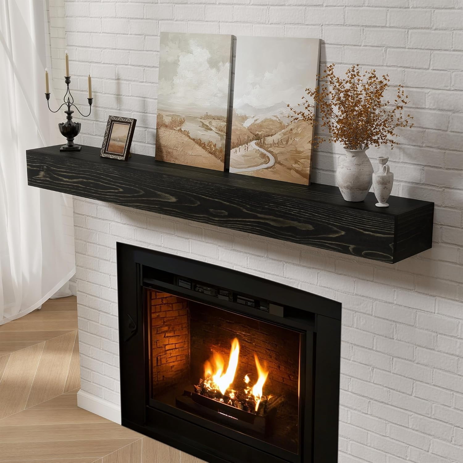 Fireplace Mantel Solid Wood Mantel Shelf Handcrafted Rustic Handcrafted ...