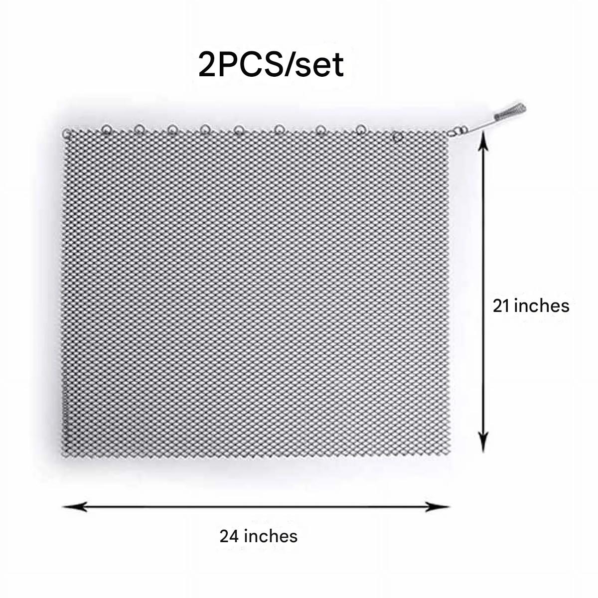 Fireplace Mesh Curtain Spark Guard, Black Metal Screen for Fireplace ...