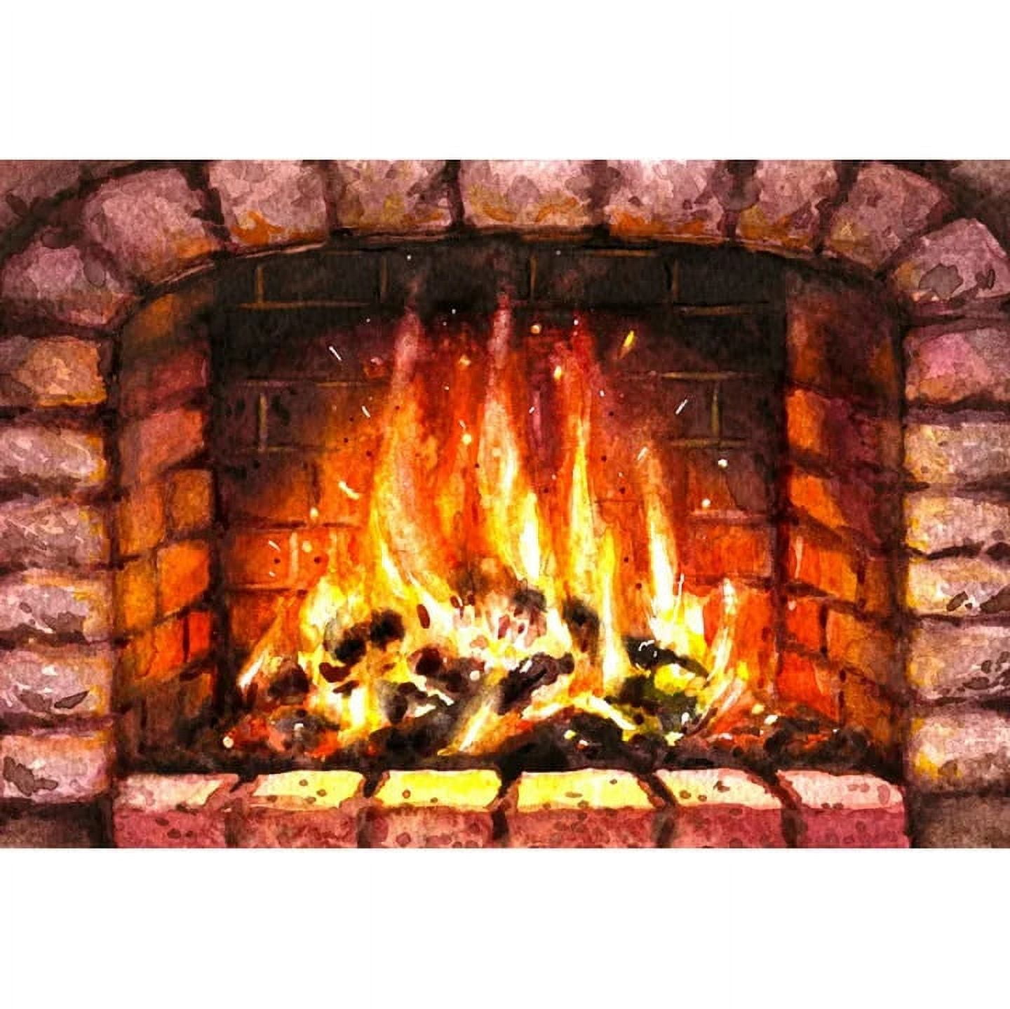 Fireplace Photo Backdrop Burning Fire Gray White Brick Wall Poster ...