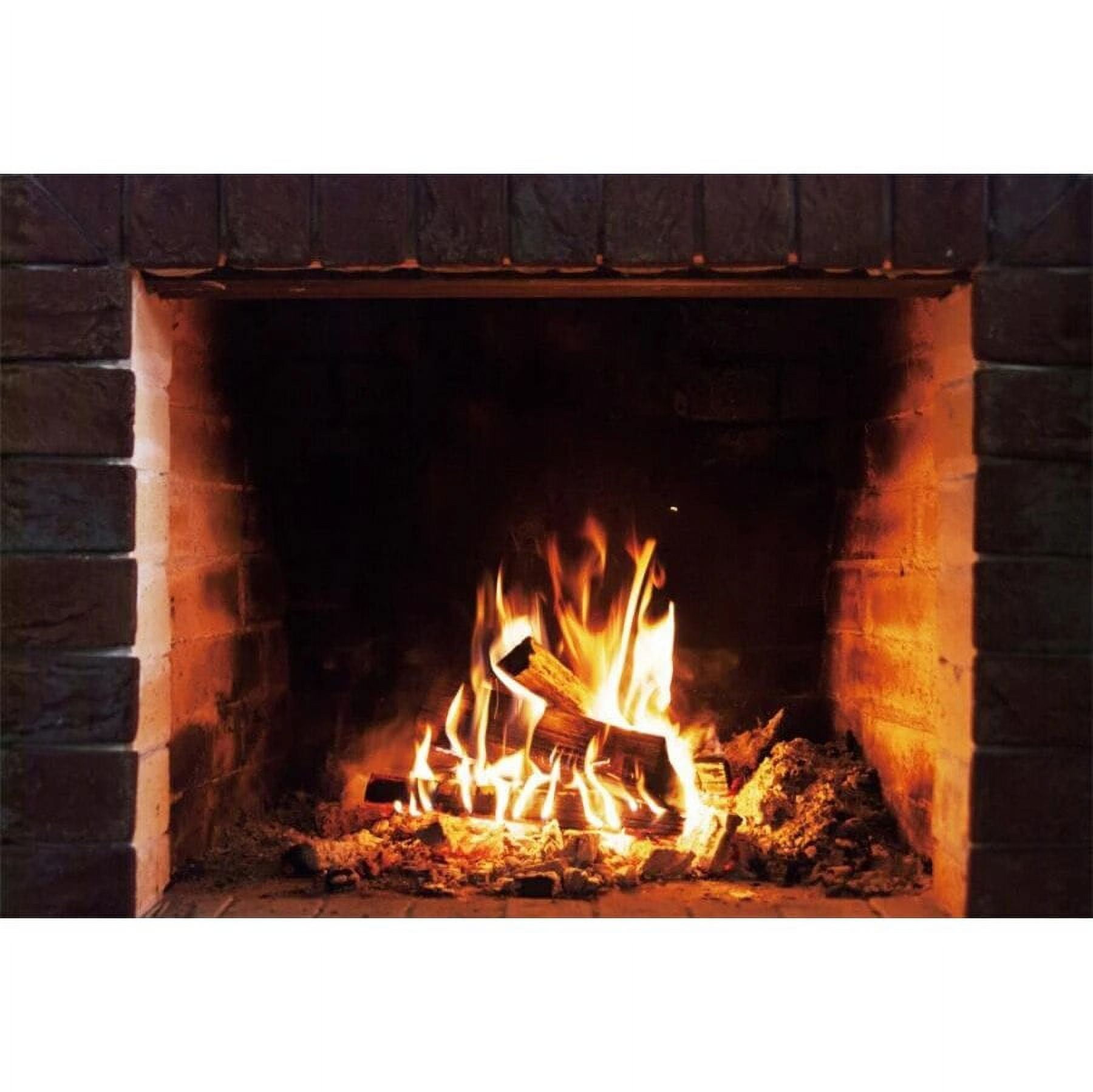 Fireplace Photo Backdrop Burning Fire Gray White Brick Wall Poster ...