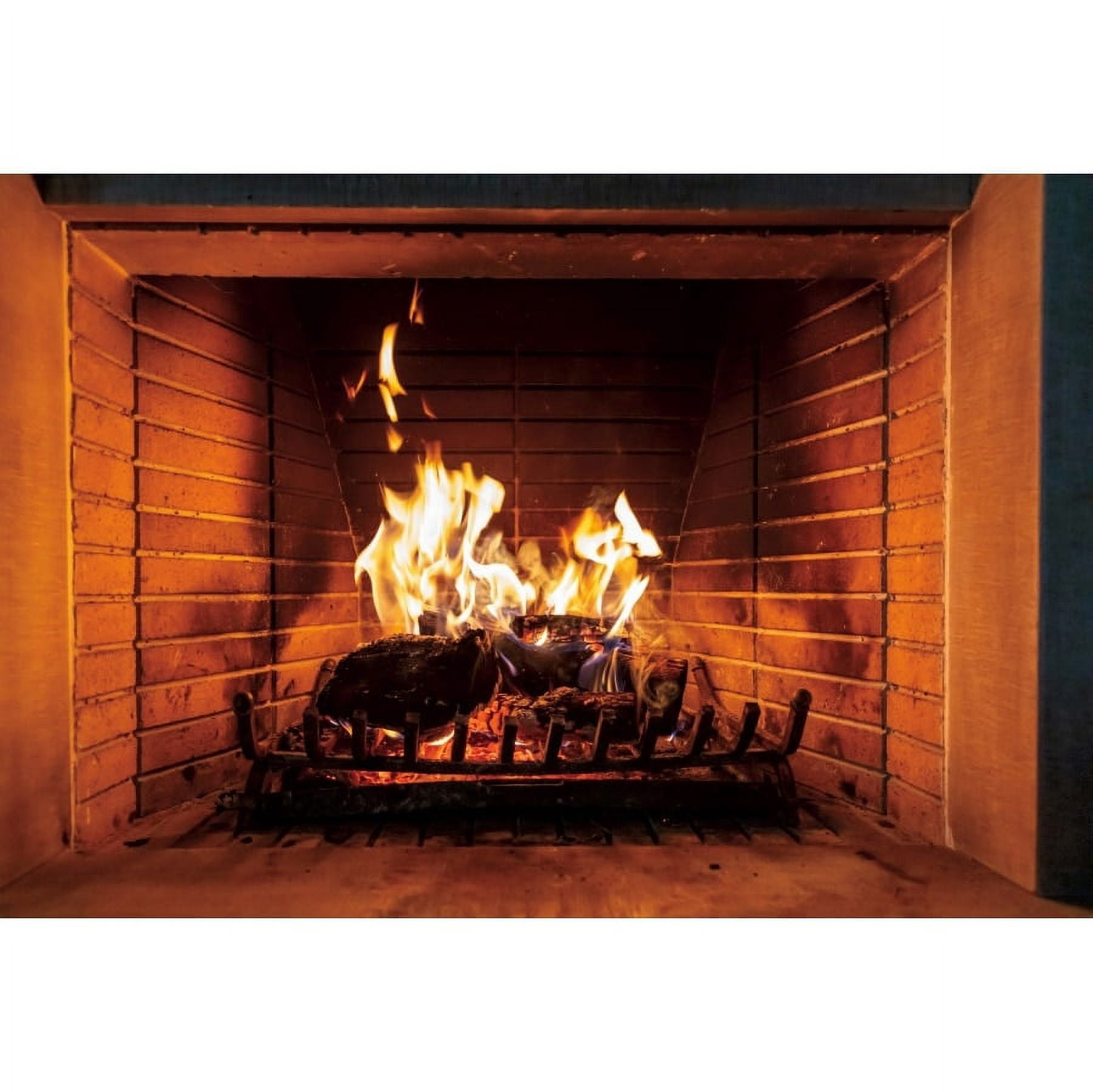 Fireplace Photo Backdrop Burning Fire Gray White Brick Wall Poster ...