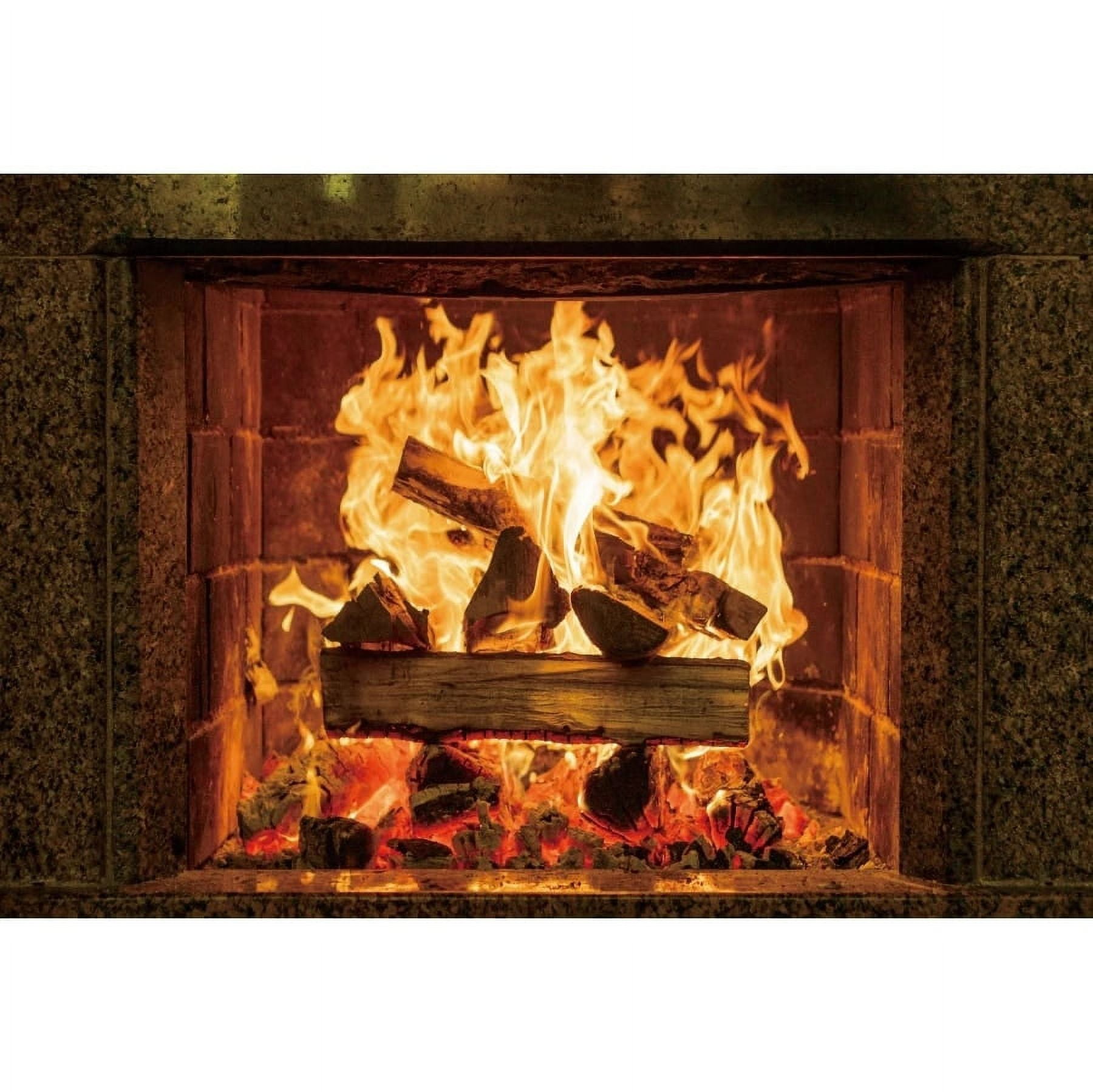 Fireplace Photo Backdrop Burning Fire Gray White Brick Wall Poster ...