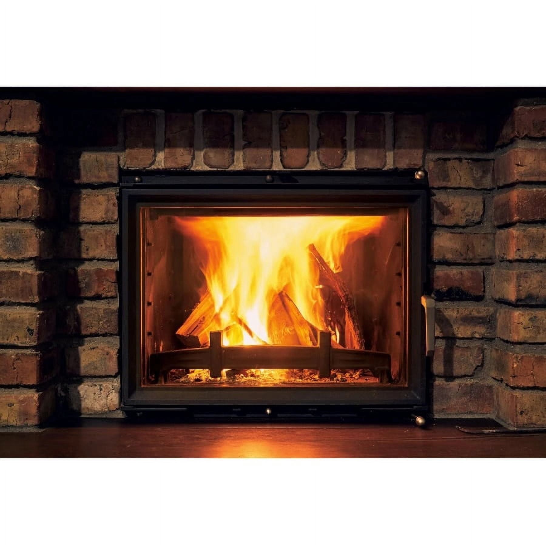 Fireplace Photo Backdrop Burning Fire Gray White Brick Wall Poster ...