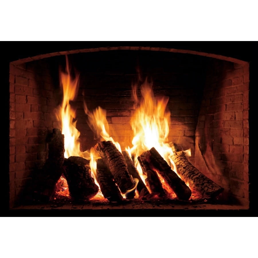 Fireplace Photo Backdrop Burning Fire Gray White Brick Wall Poster ...