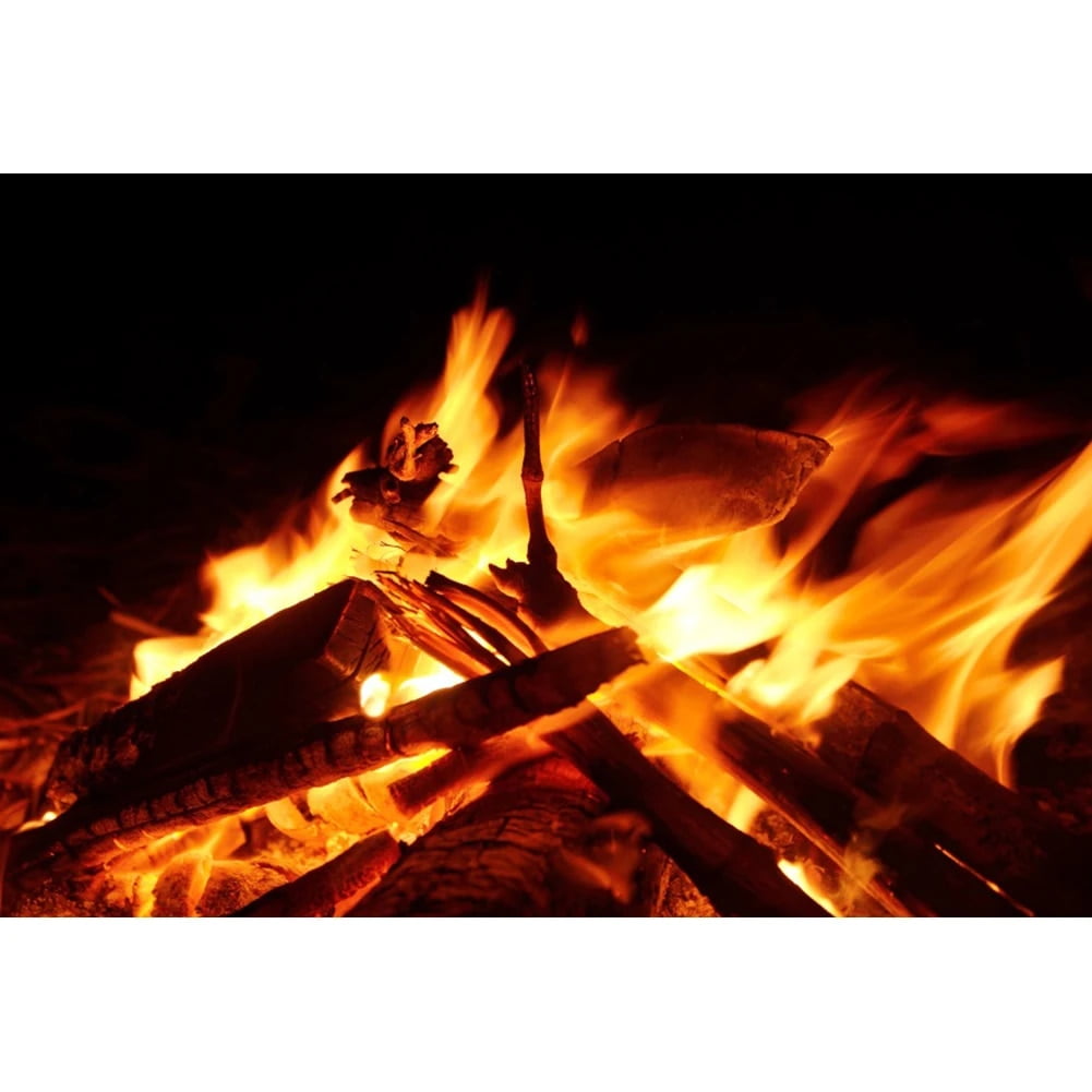 Fireplace Photo Backdrop Burning Fire Gray White Brick Wall Poster ...