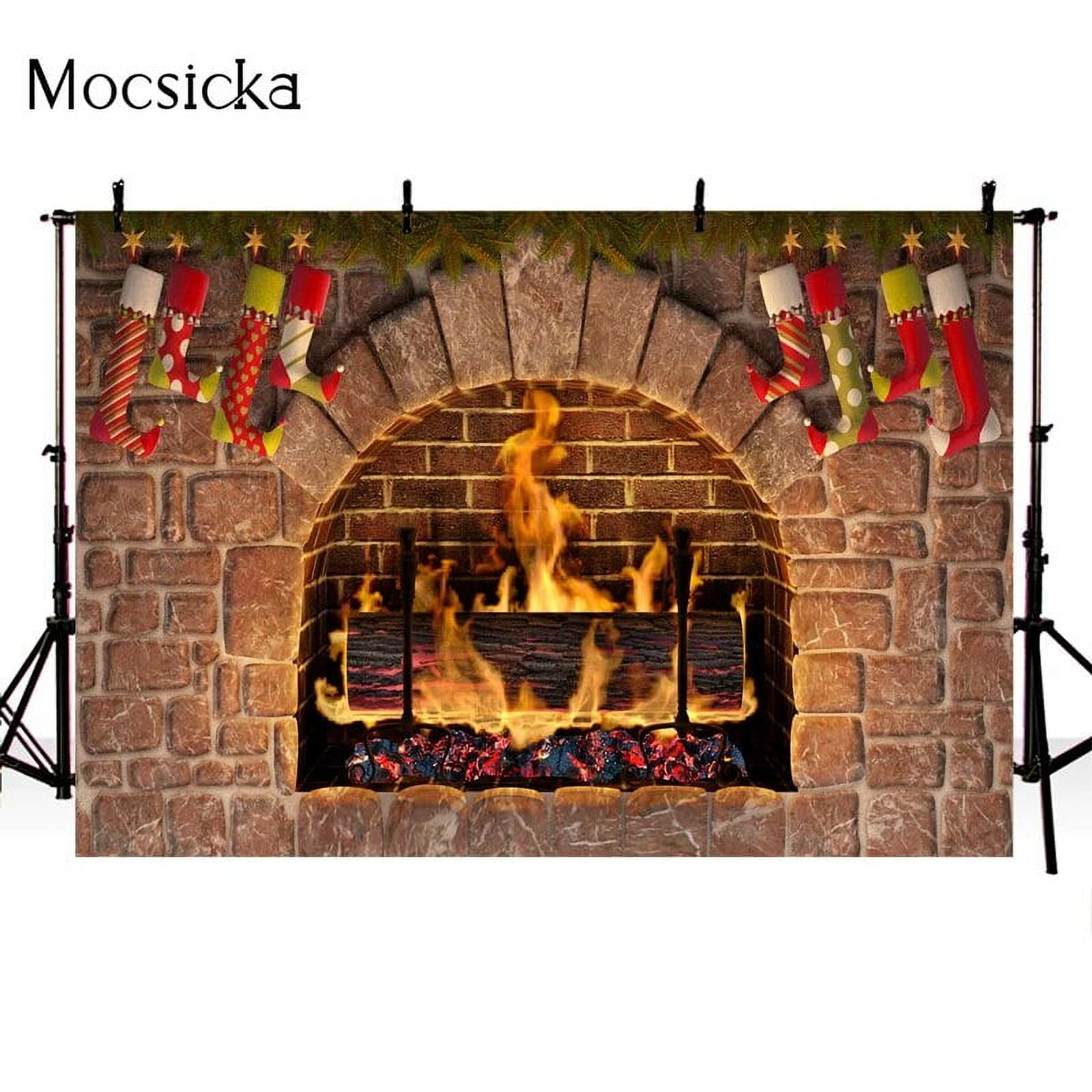 Fireplace Photography Backdrop Christmas Fireplace Background ...