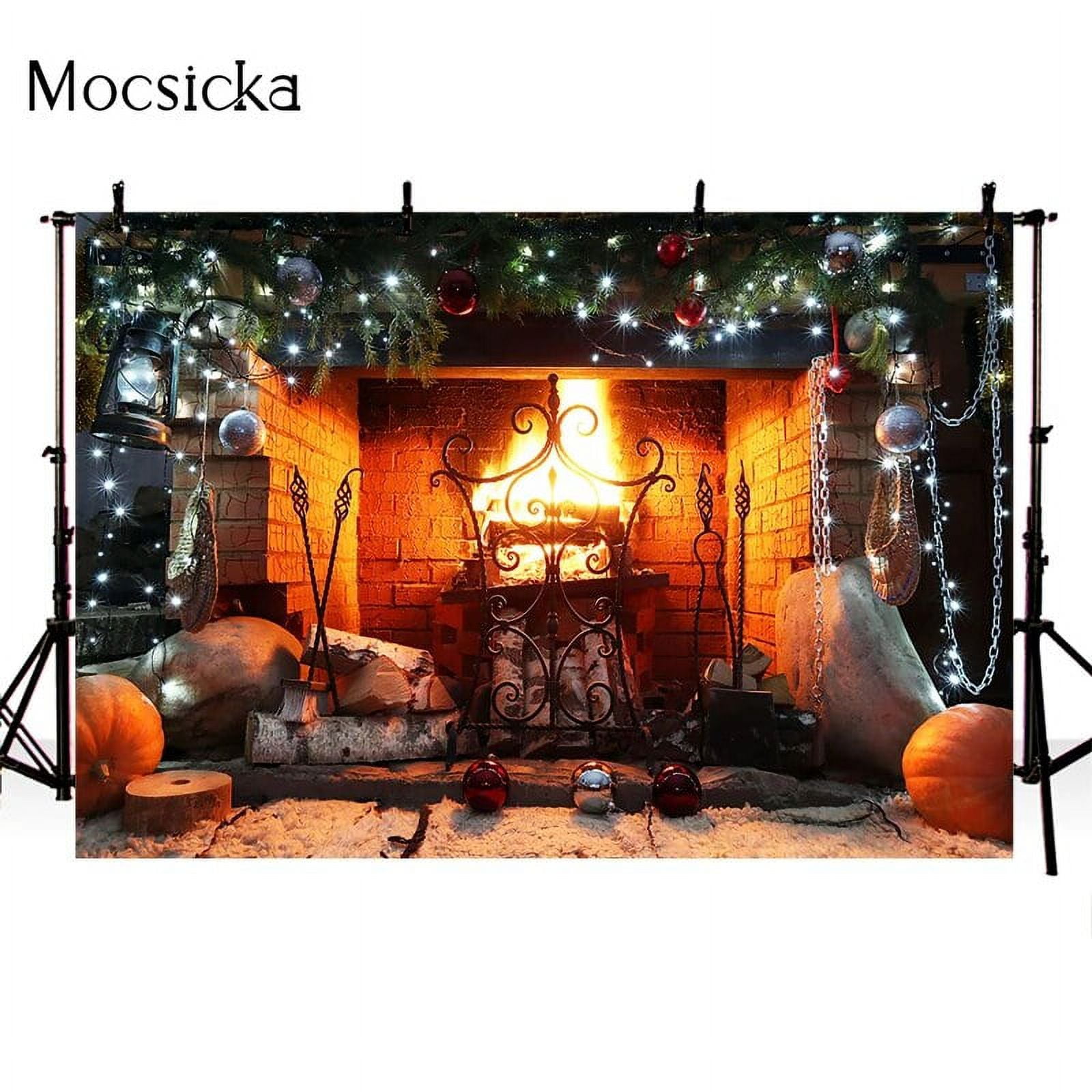 Fireplace Photography Backdrop Christmas Fireplace Background ...