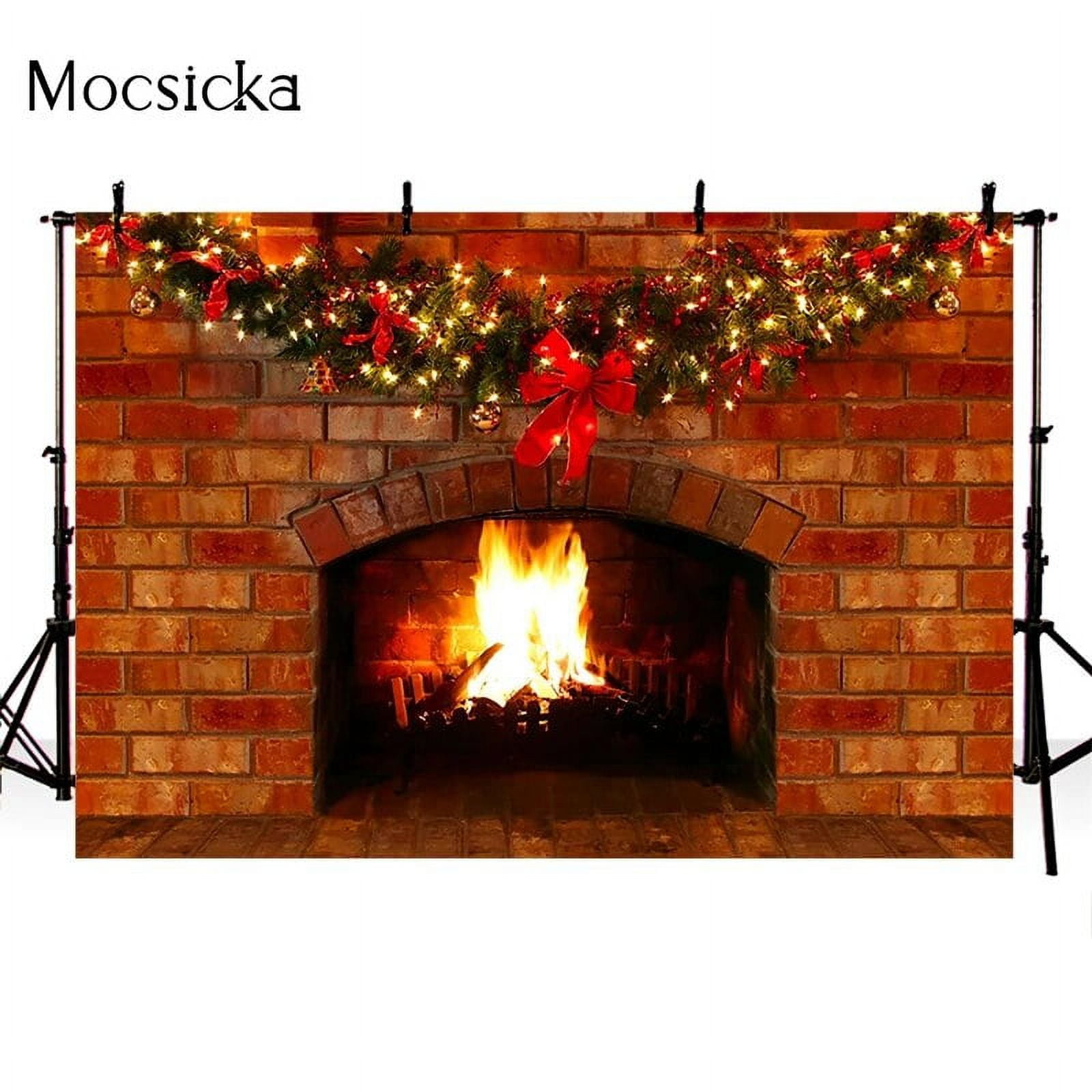 Fireplace Photography Backdrop Christmas Fireplace Background ...