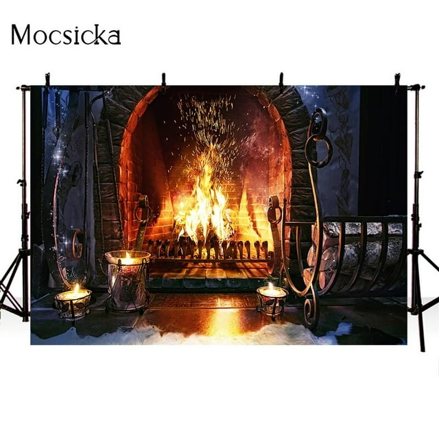 Fireplace Photography Backdrop Christmas Fireplace Background ...