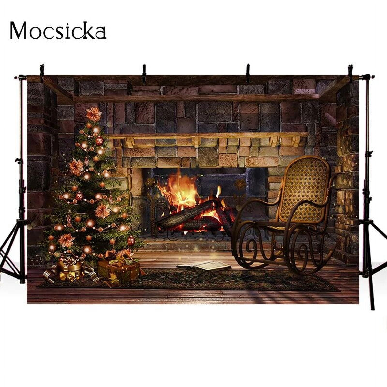 Fireplace Photography Backdrop Christmas Fireplace Background Decorations Winter Cake Smash ...