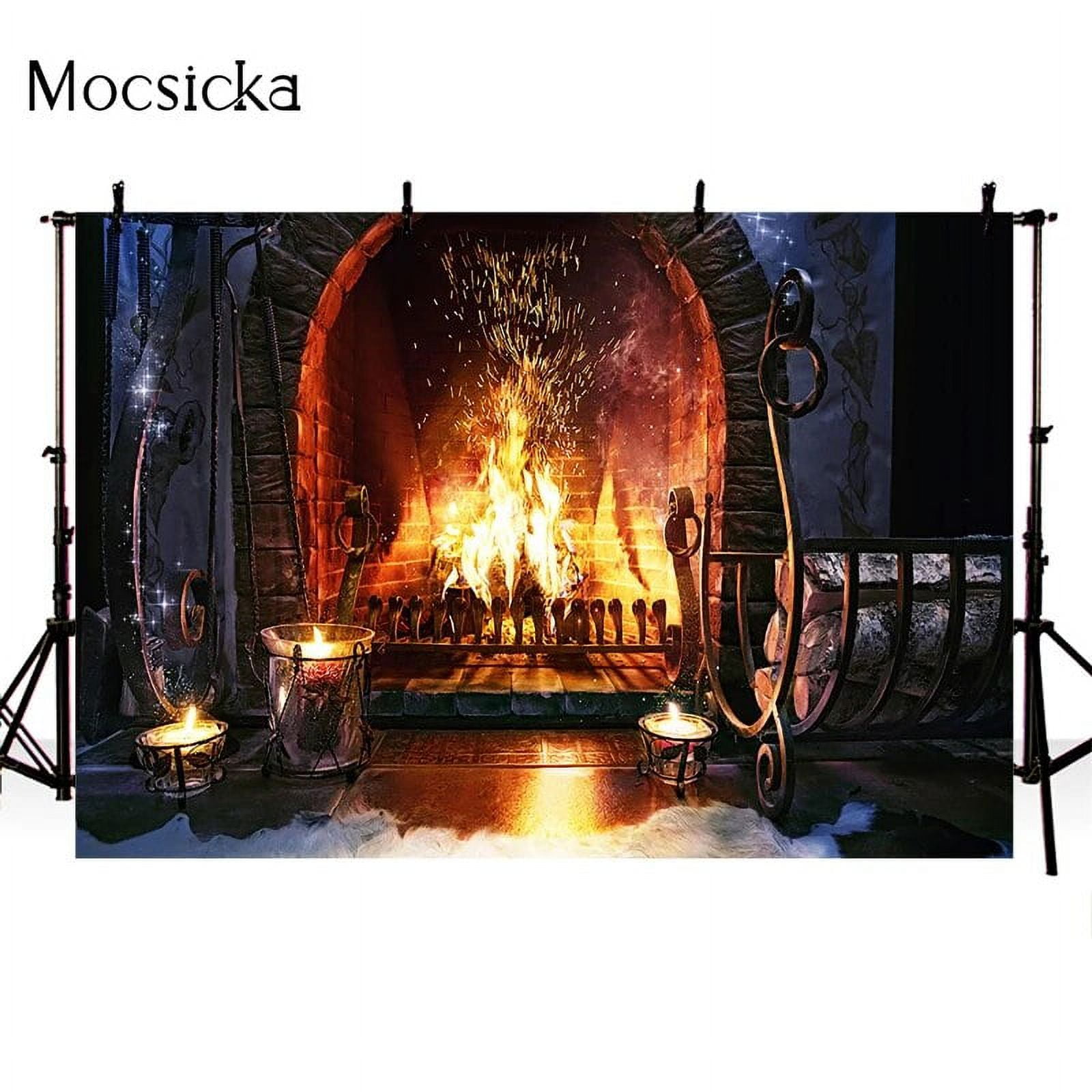 Fireplace Photography Backdrop Christmas Fireplace Background ...