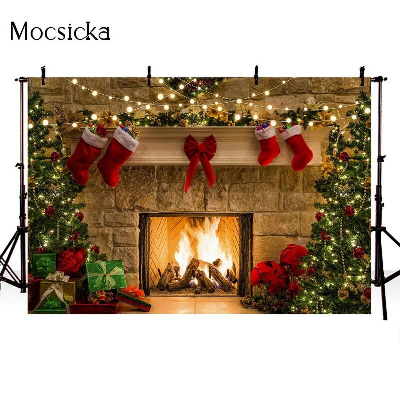 Fireplace Photography Backdrop Christmas Fireplace Background ...