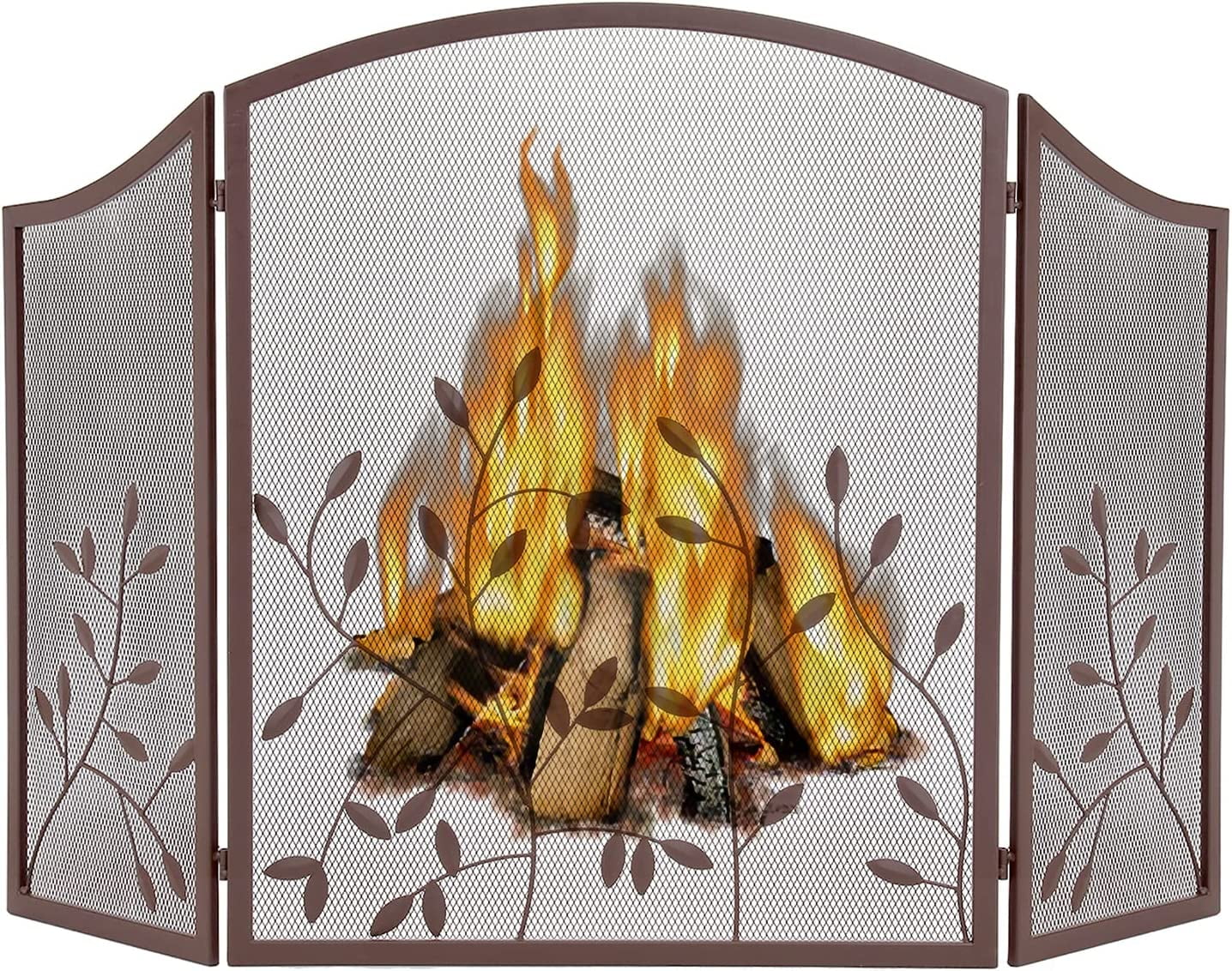 Fireplace Screen 3 Panel Folding Fireplace Screens 48 x 30 Inch Metal ...
