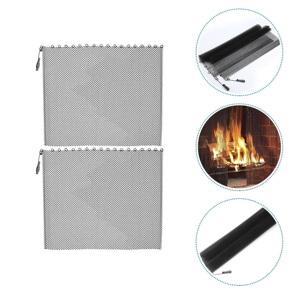 Amosfun Mesh Fireplace Screen Curtain Grey High Temperature Resistance ...