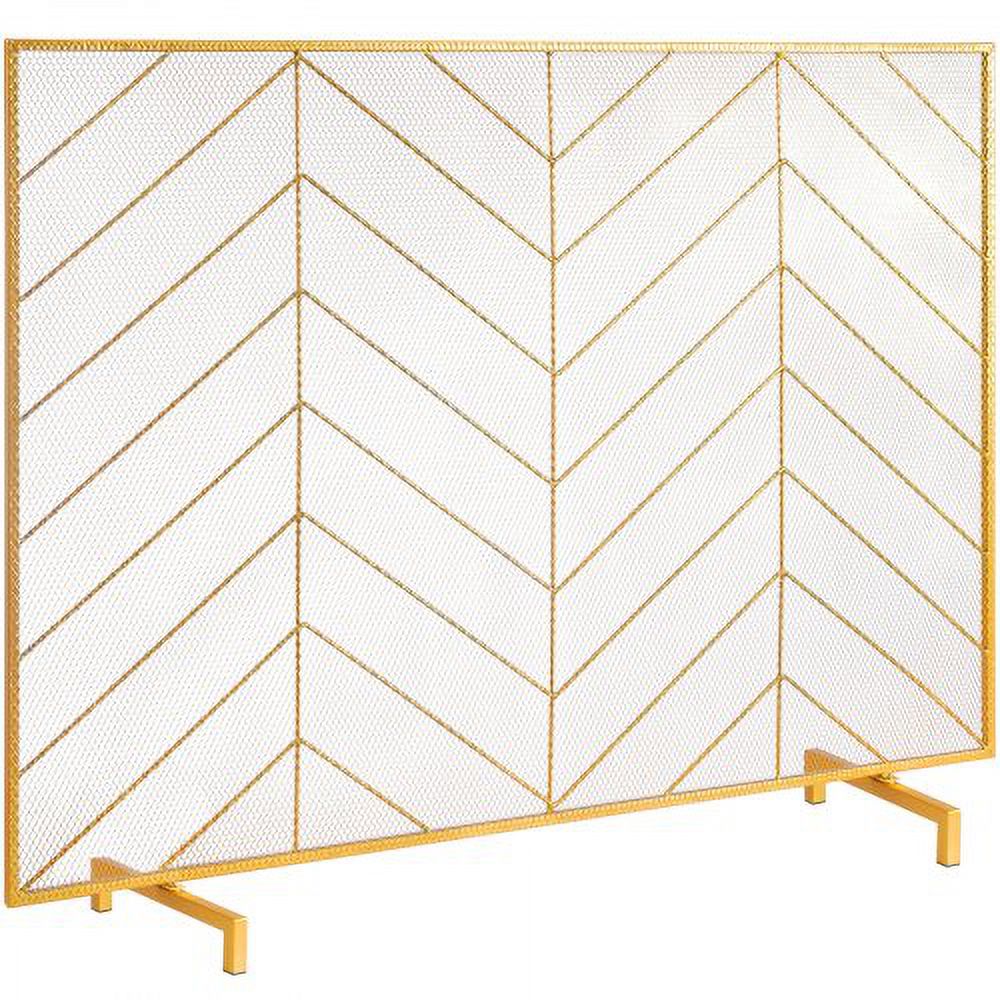 Fireplace Screen Single Panel, Sturdy Iron Mesh Fireplace Screen, 38.6 ...