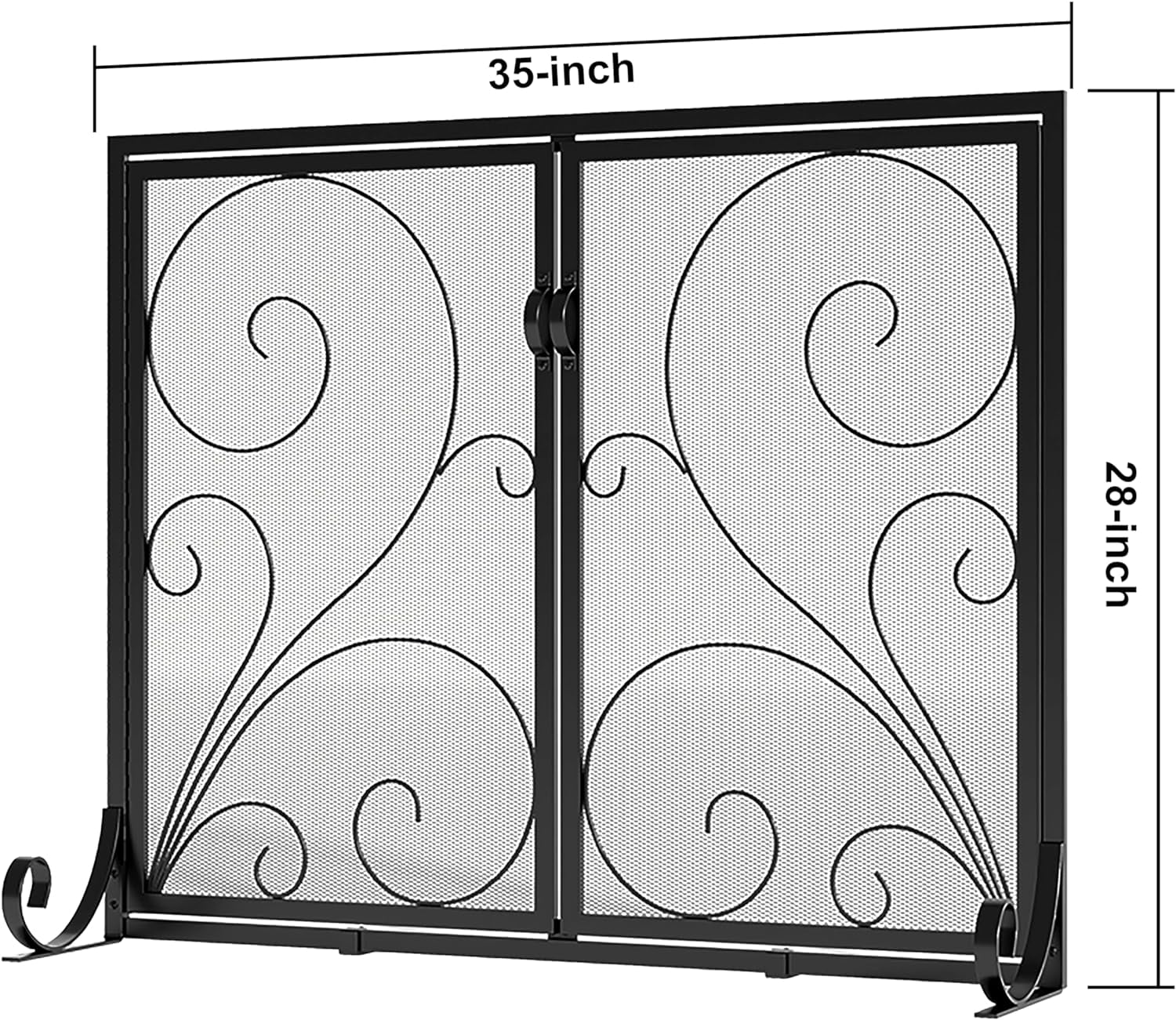 Fireplace Screen with Doors, Handcrafted Solid Steel, Heavy Duty Metal ...