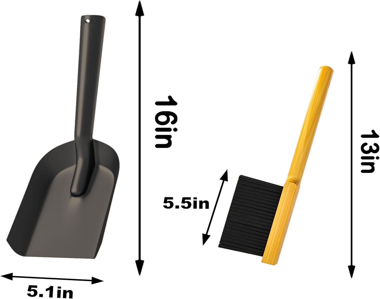 Fireplace Shovel and Brush Set, Steel, Small Dustpan and Coal Shovel ...