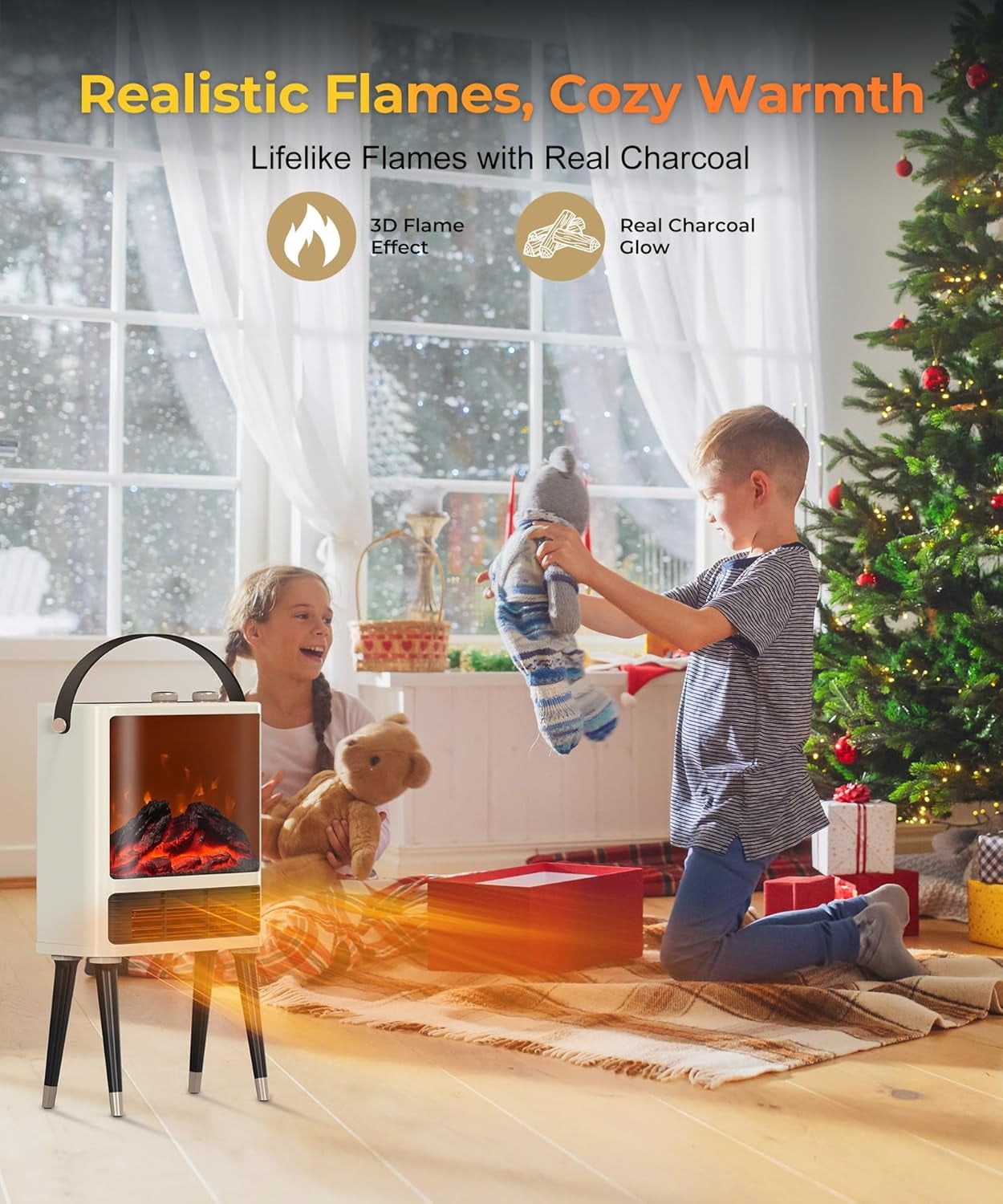 Fireplace Space for Indoor Use, Small Portable with Realistic 3D LED ...