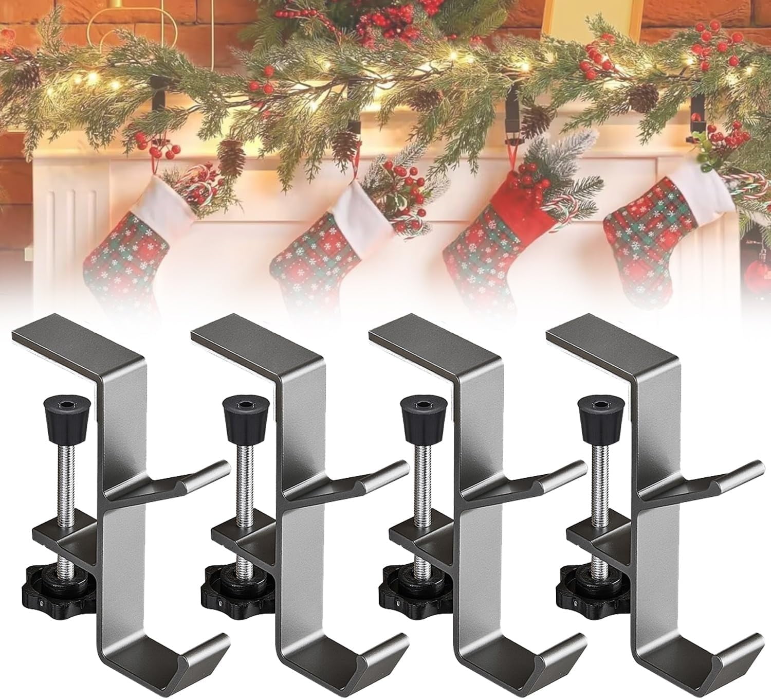 Fireplace Stocking and Garland Hanger, Adjustable Heavy Duty Brick ...