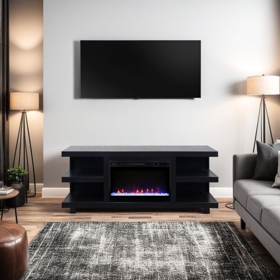 Fireplace TV Console for 70-79 inch TVs | Flame Brightness Adjustment ...