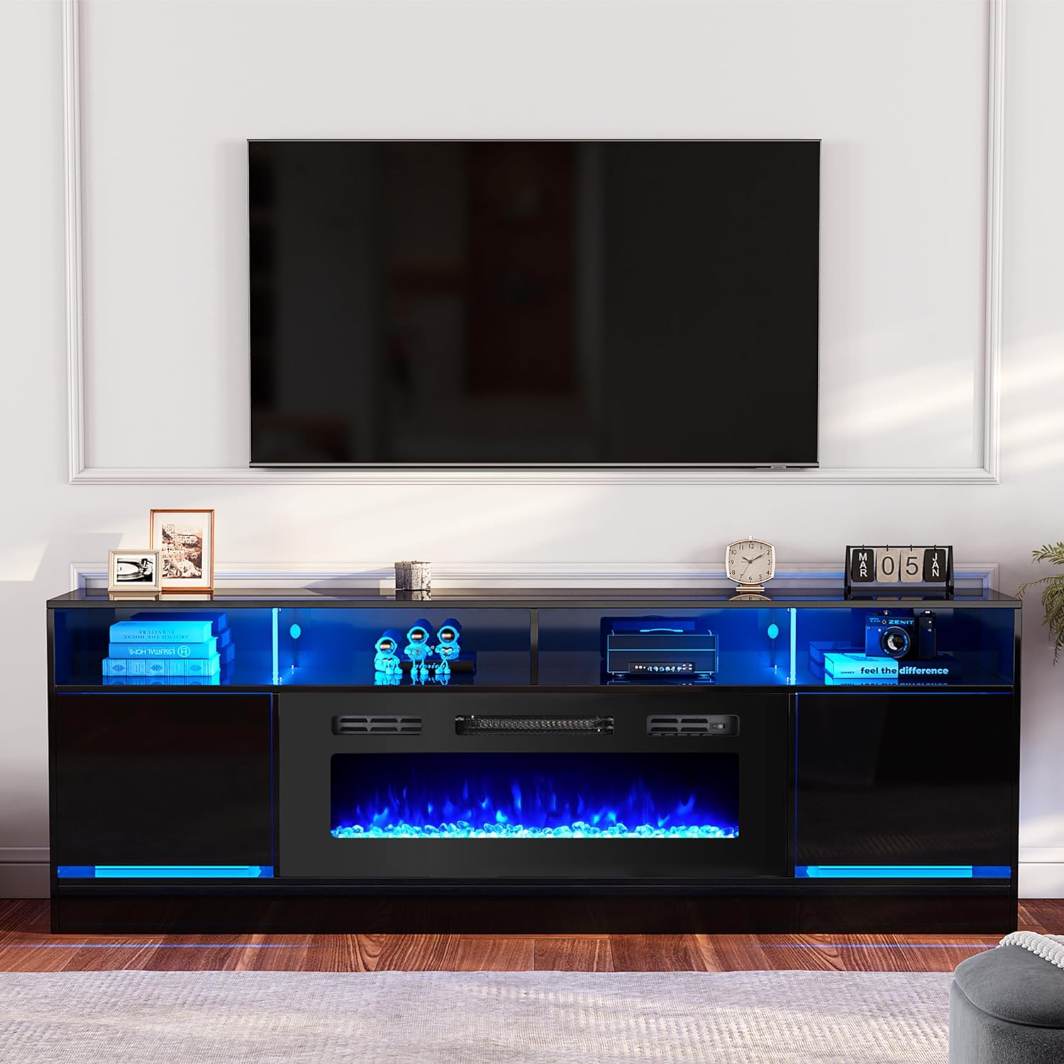 Dimplex Ramona Media Console Electric Fireplace With Glass Ember Bed ...