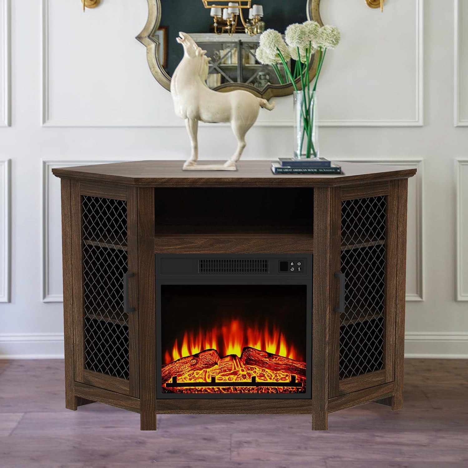 Fireplace TV Stand,47 Inch Electric TV Stand with Fireplace Rustic ...