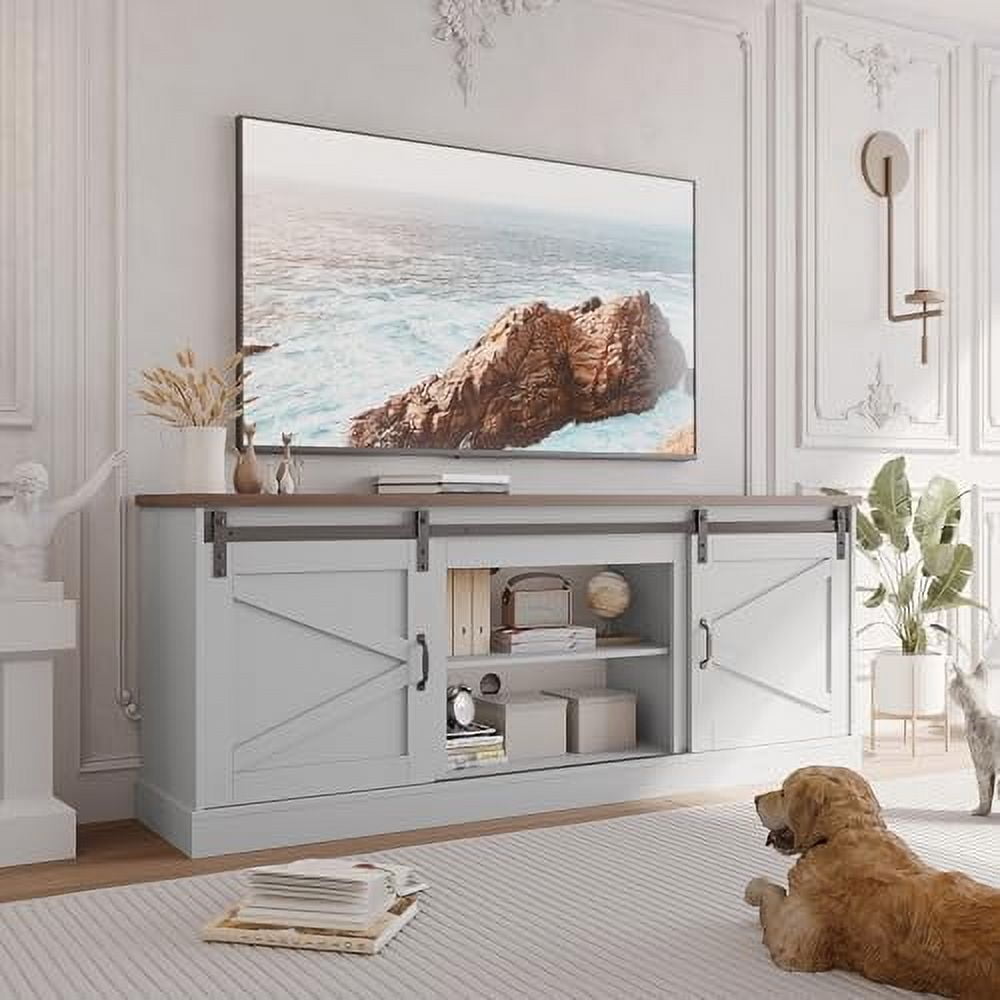 Fireplace TV Stand for 65 Inch TV, Farmhouse Media Entertainment Center Console, Large Rustic ...