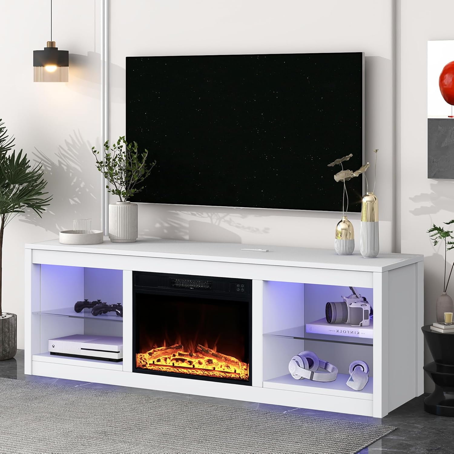 Fireplace TV Stand for TVs up to 75", 70 Inch TV Stand with Fireplace ...