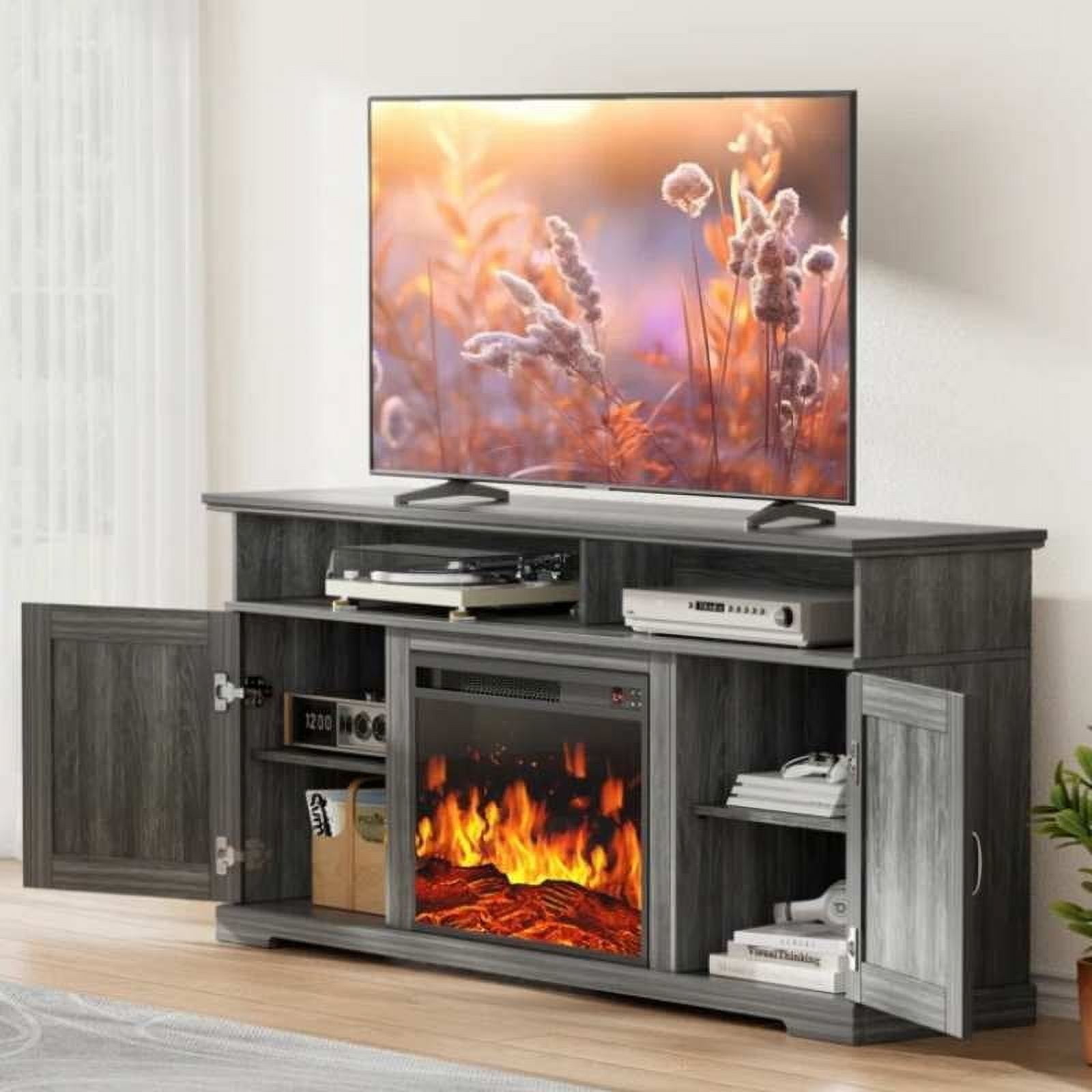 70 inch TV Electric Fireplace Stand, Entertainment Center with ...